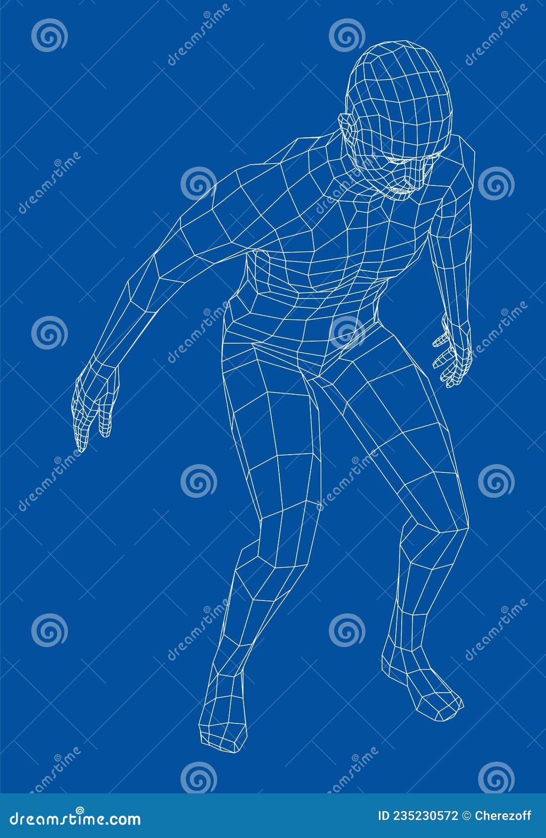 Wireframe Jumping Man. 3d Illustration Stock Illustration ...