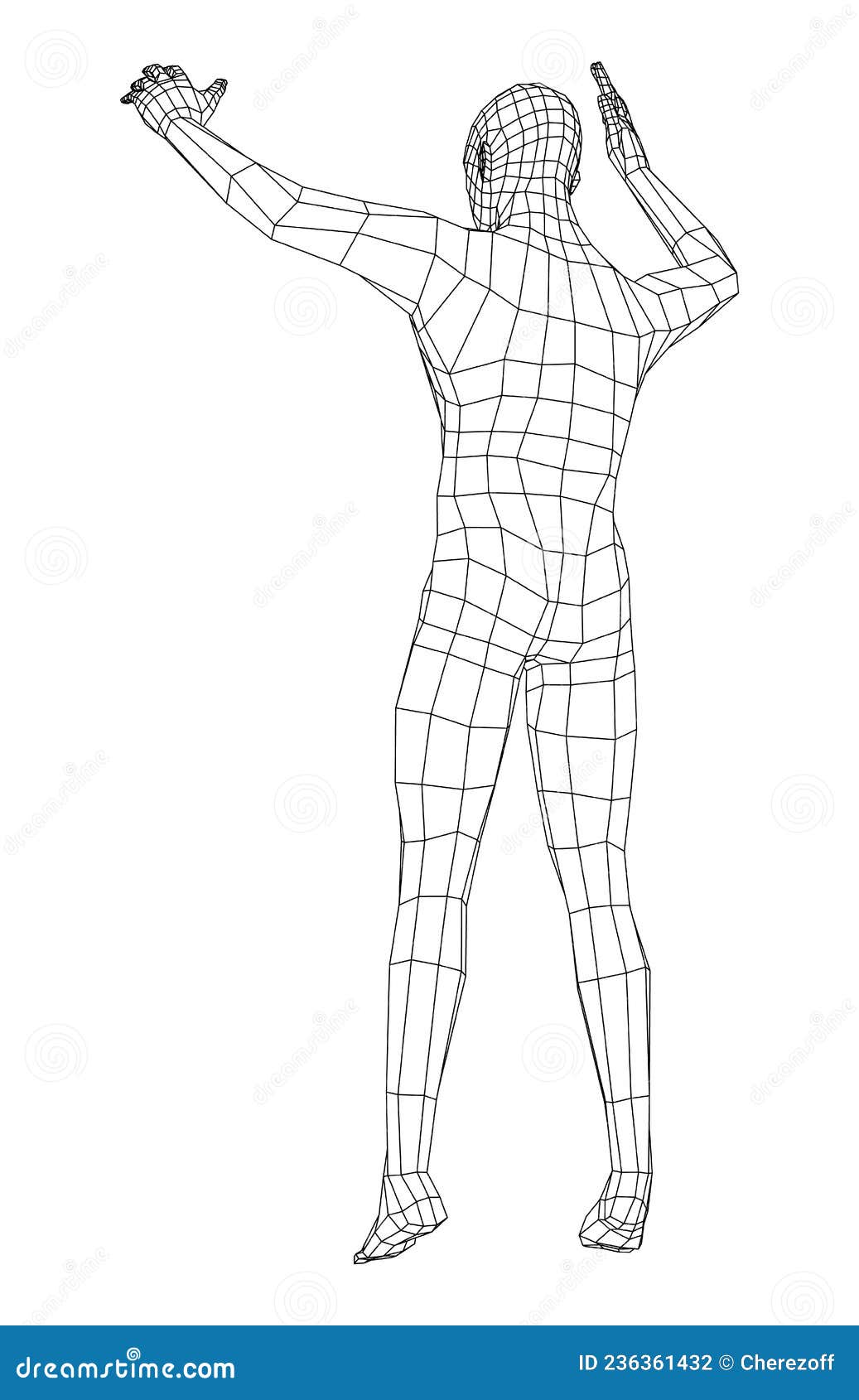 Wireframe Jumping Man. 3d Illustration Stock Illustration ...