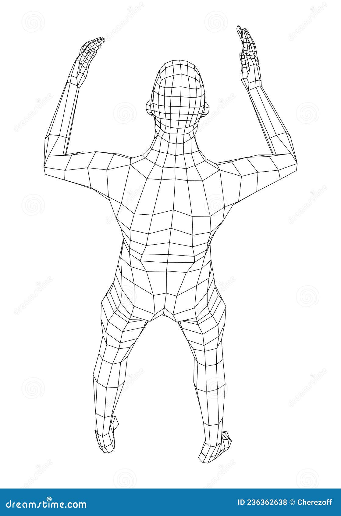 Wireframe Jumping Man. 3d Illustration Stock Illustration ...