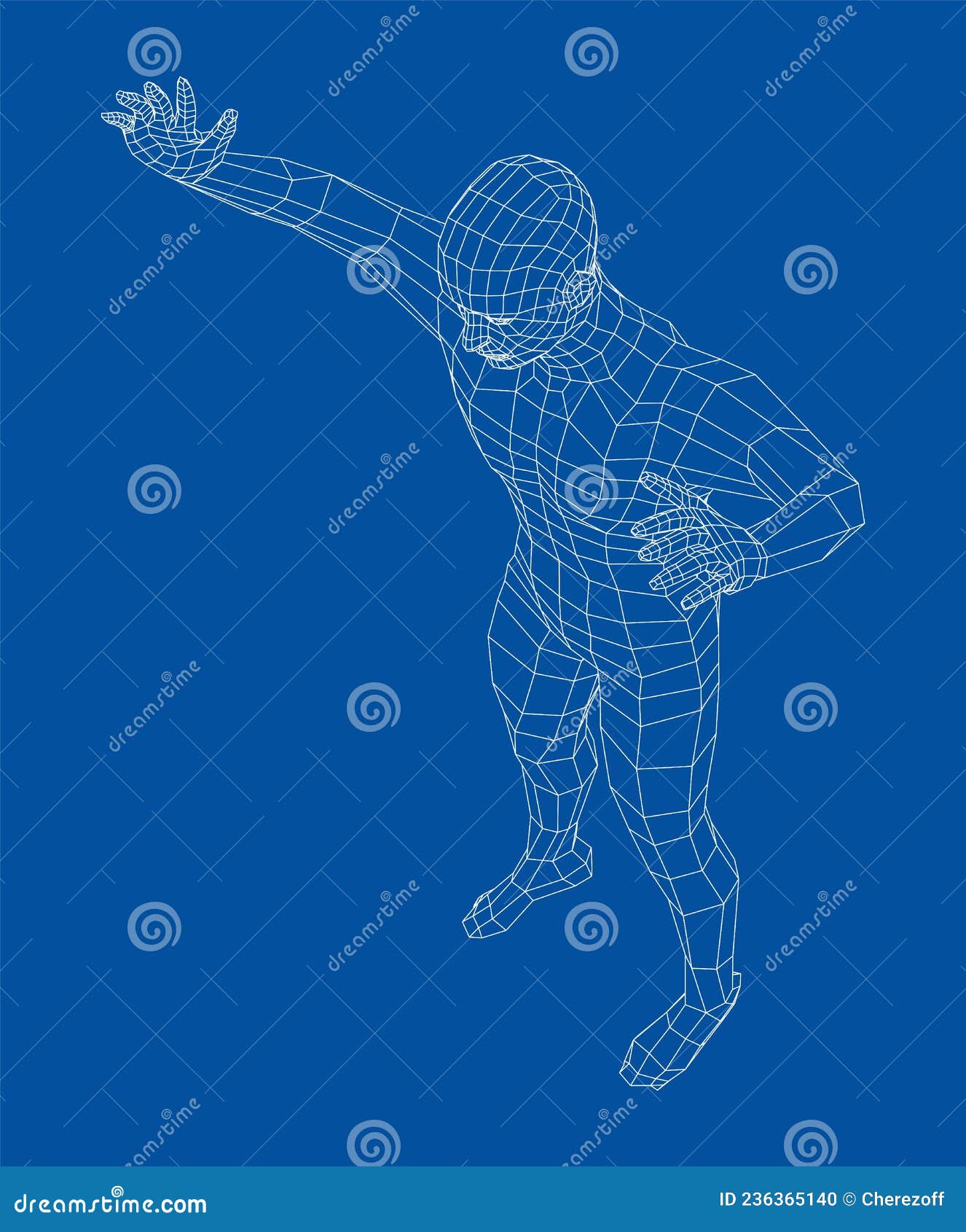 Wireframe Jumping Man. 3d Illustration Stock Illustration ...