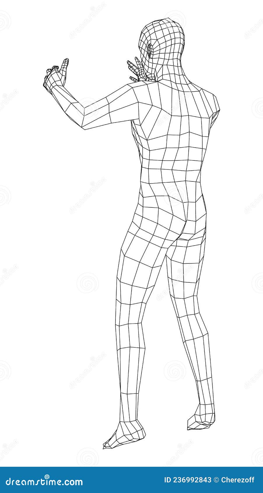 Wireframe Jumping Man. 3d Illustration Stock Illustration ...