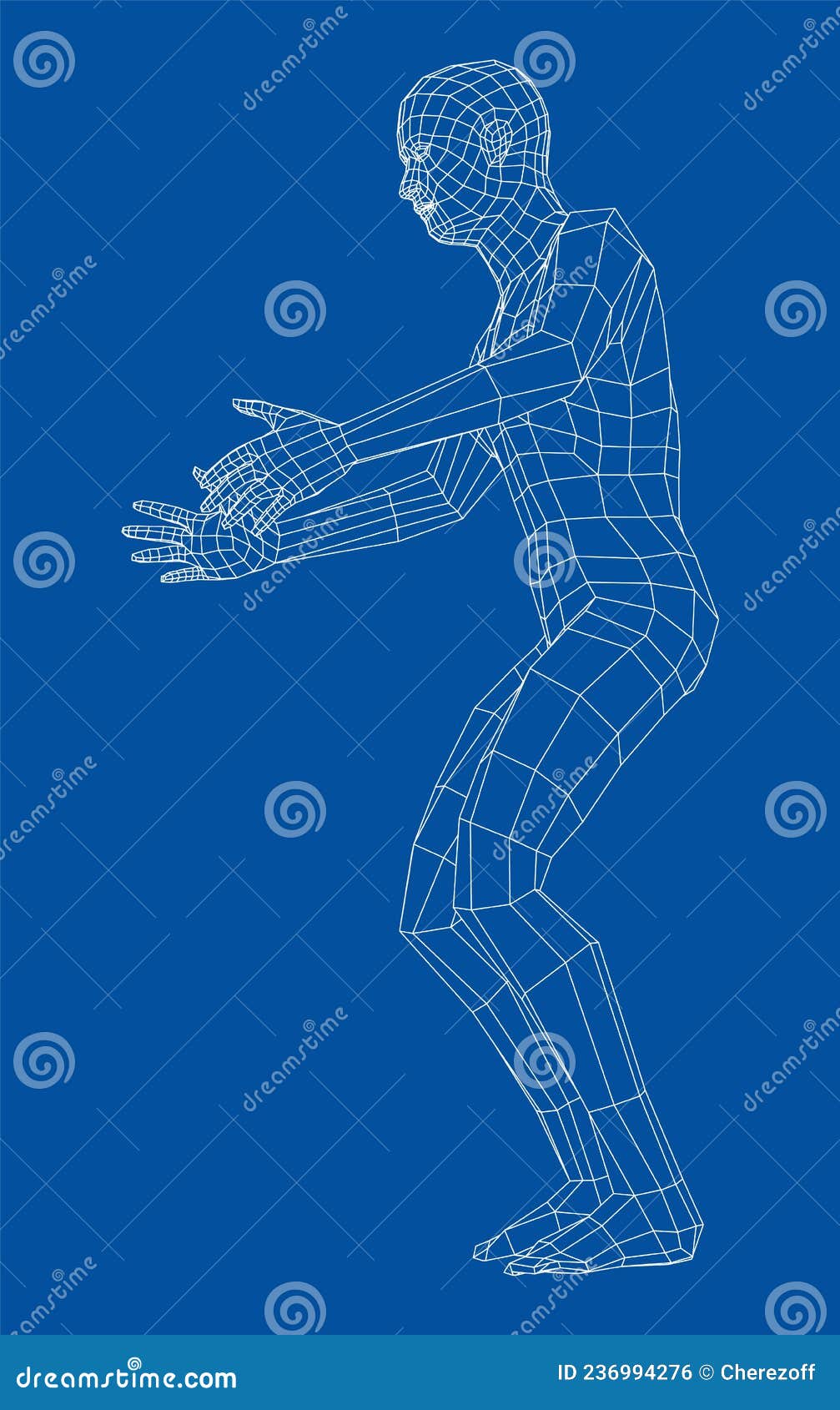 Wireframe Jumping Man. 3d Illustration Stock Illustration ...