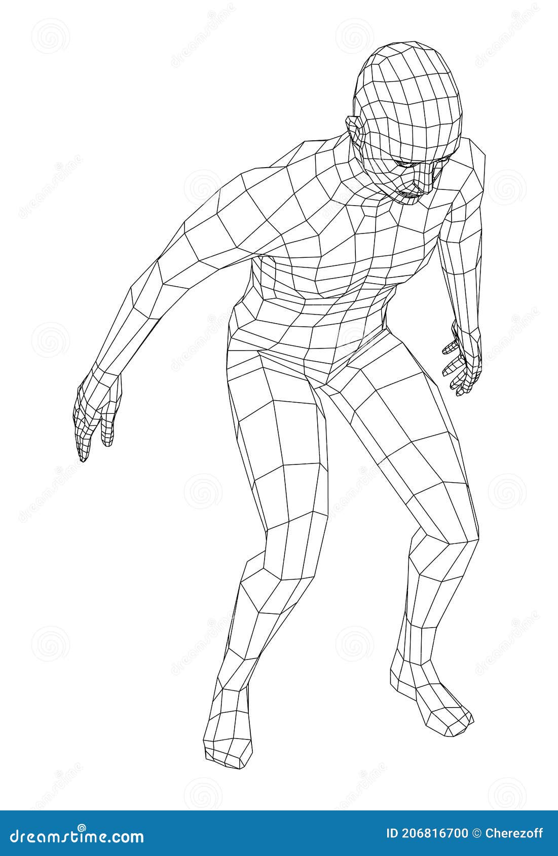 Wireframe Jumping Man. Vector Stock Illustration - Illustration of ...