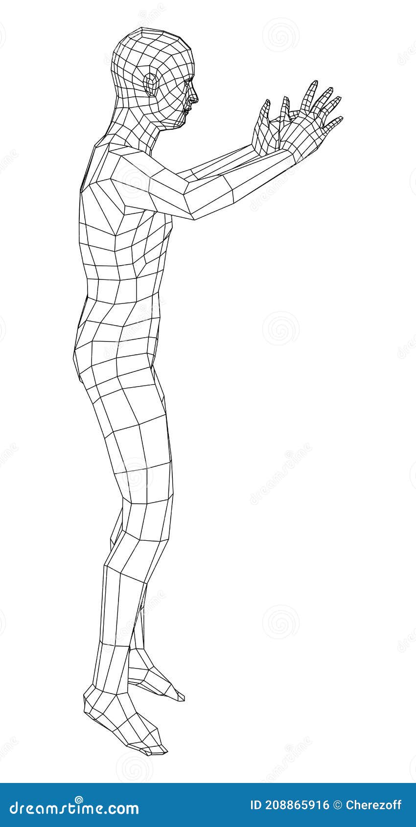 Wireframe Jumping Man. Vector Stock Vector - Illustration of ...