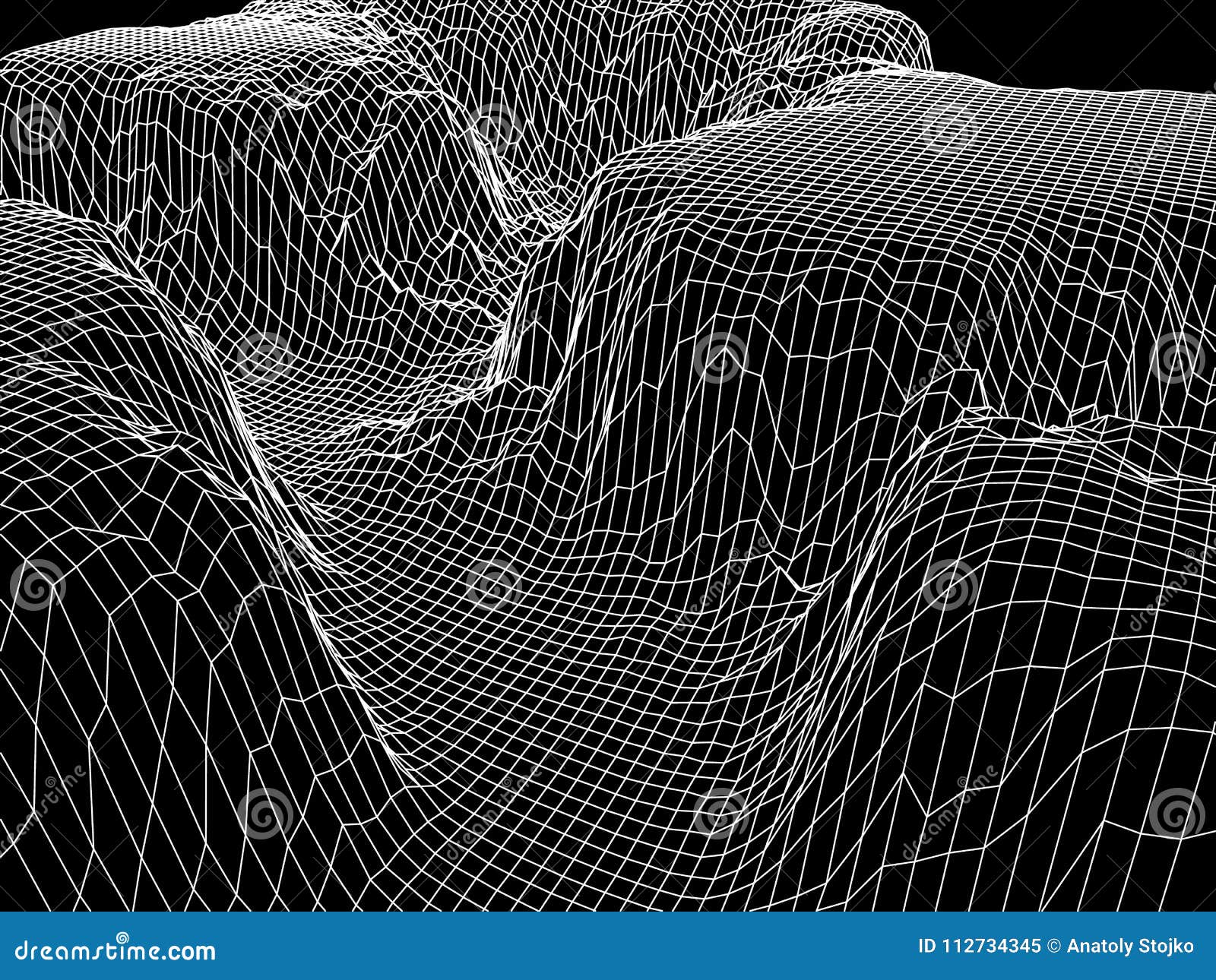 Wireframe Landscape Background.Abstract Wireframe Landscape Mountains ...