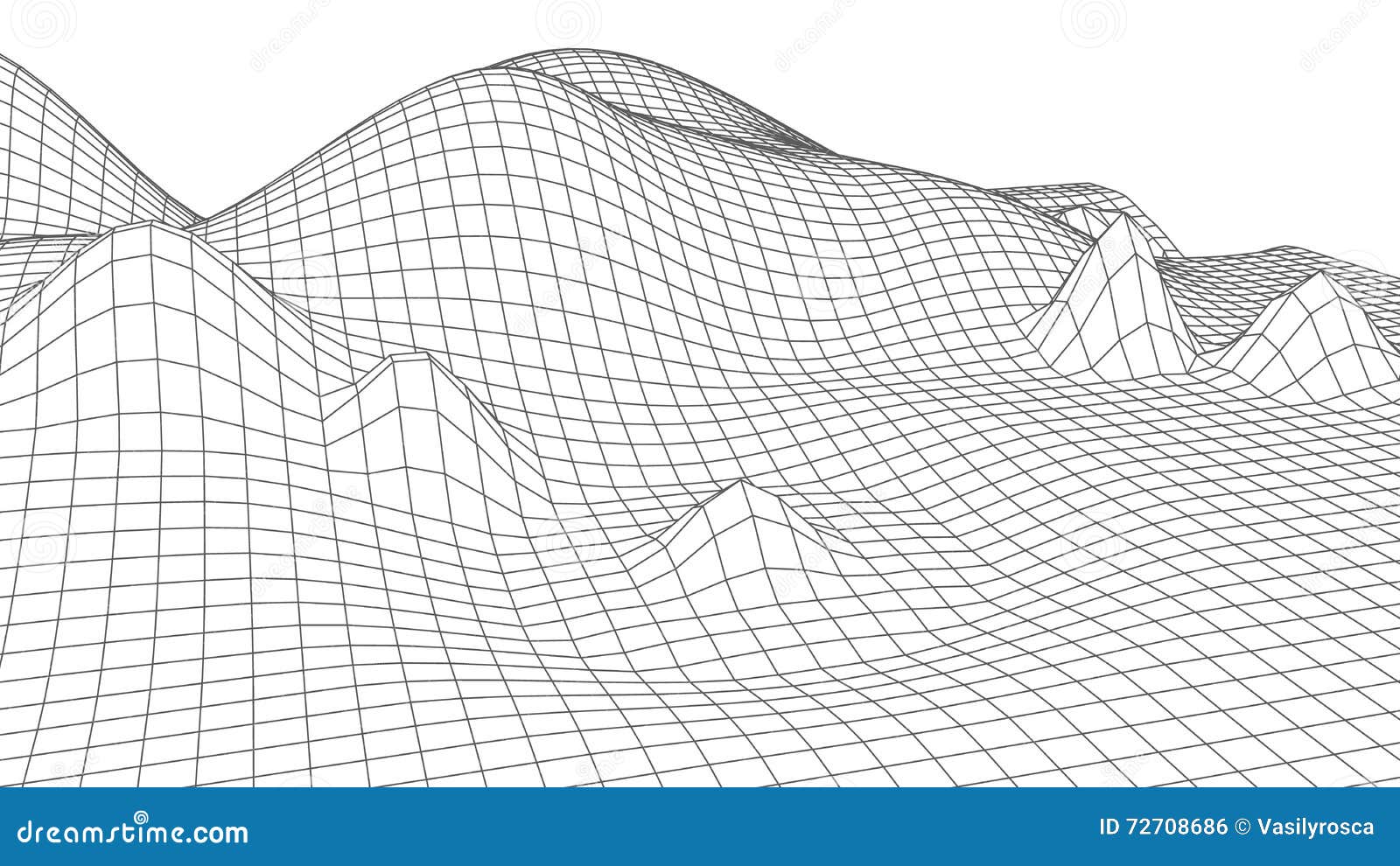 Wireframe Landscape Background. Futuristic Landscape with Line Grid ...