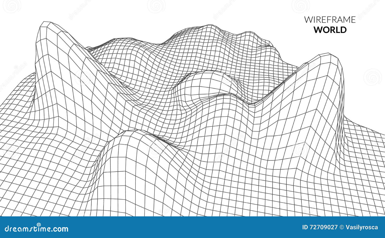 Wireframe Landscape Background. Futuristic Landscape with Line Grid ...