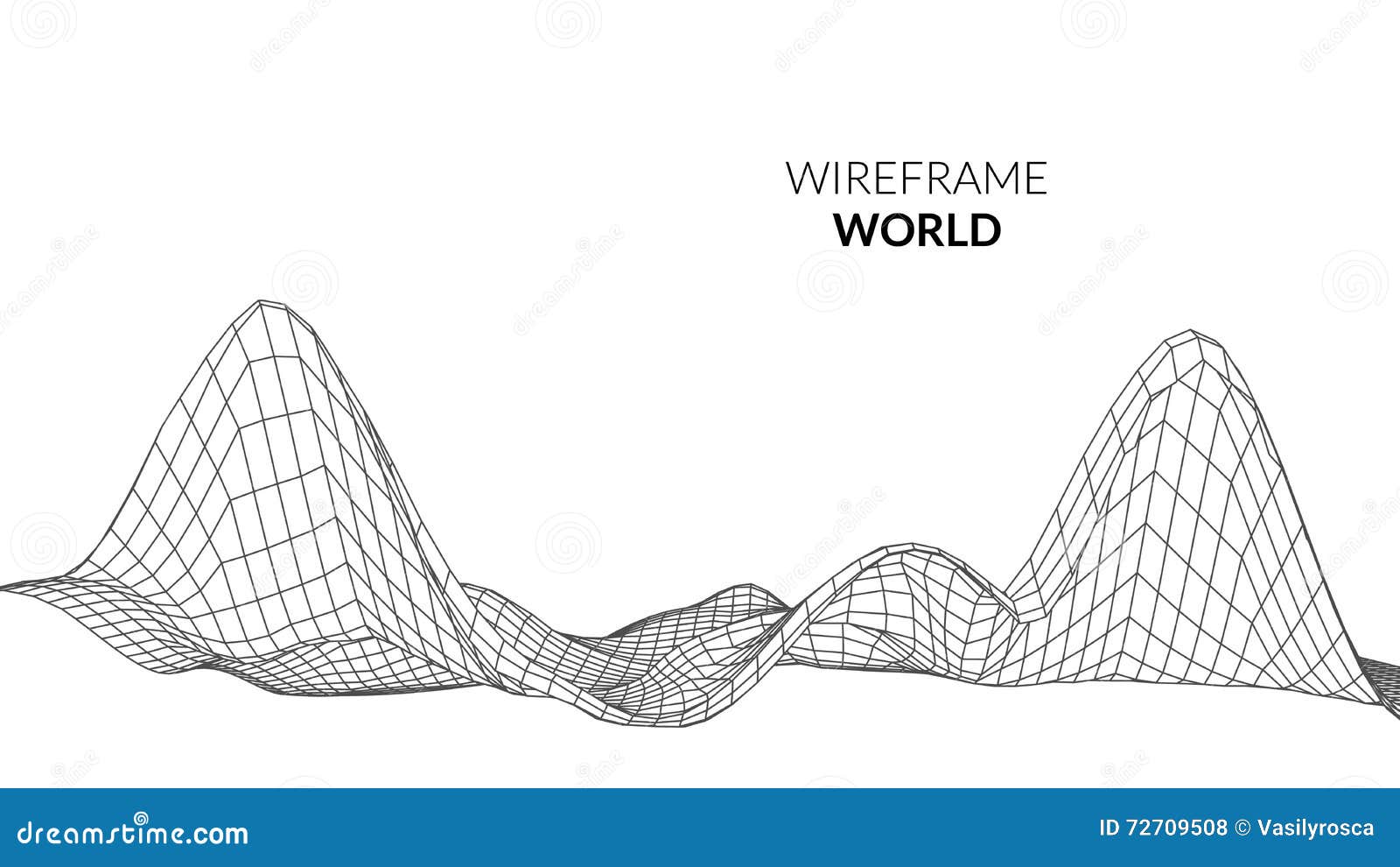 Wireframe Landscape Background. Futuristic Landscape with Line Grid ...