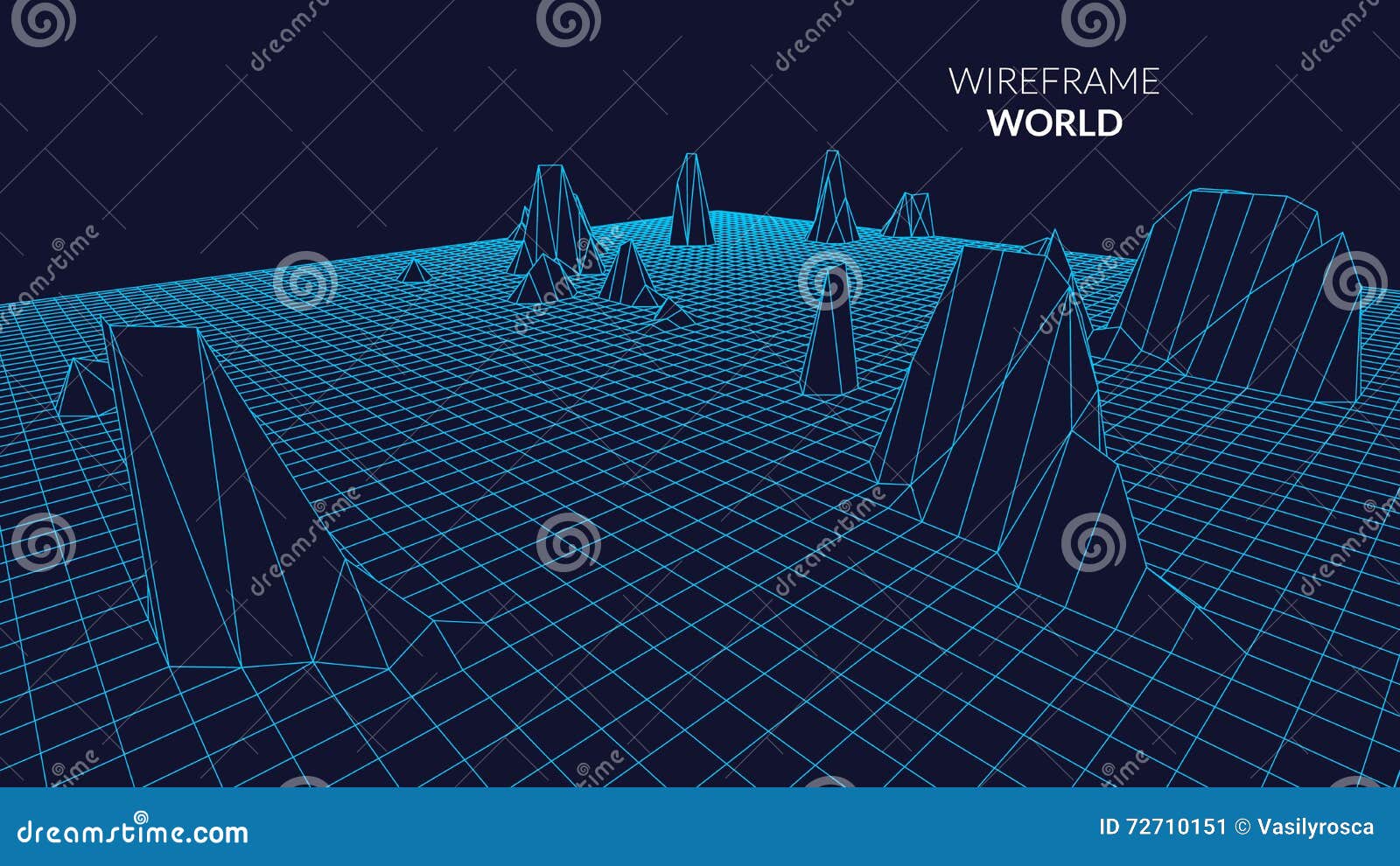 Wireframe Landscape Background. Futuristic Landscape with Line Grid ...