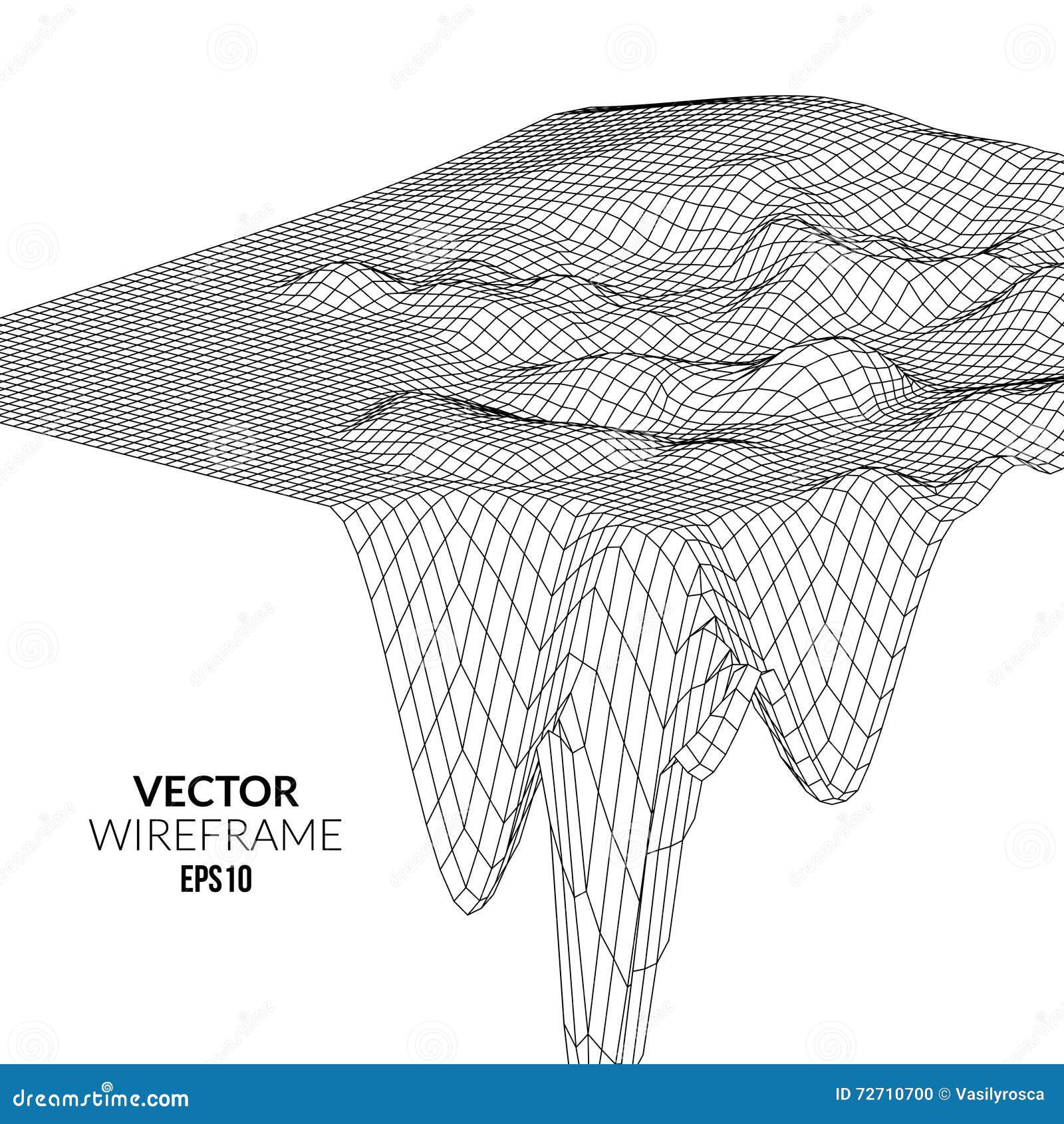 Wireframe Landscape Background. Futuristic Landscape with Line Grid ...