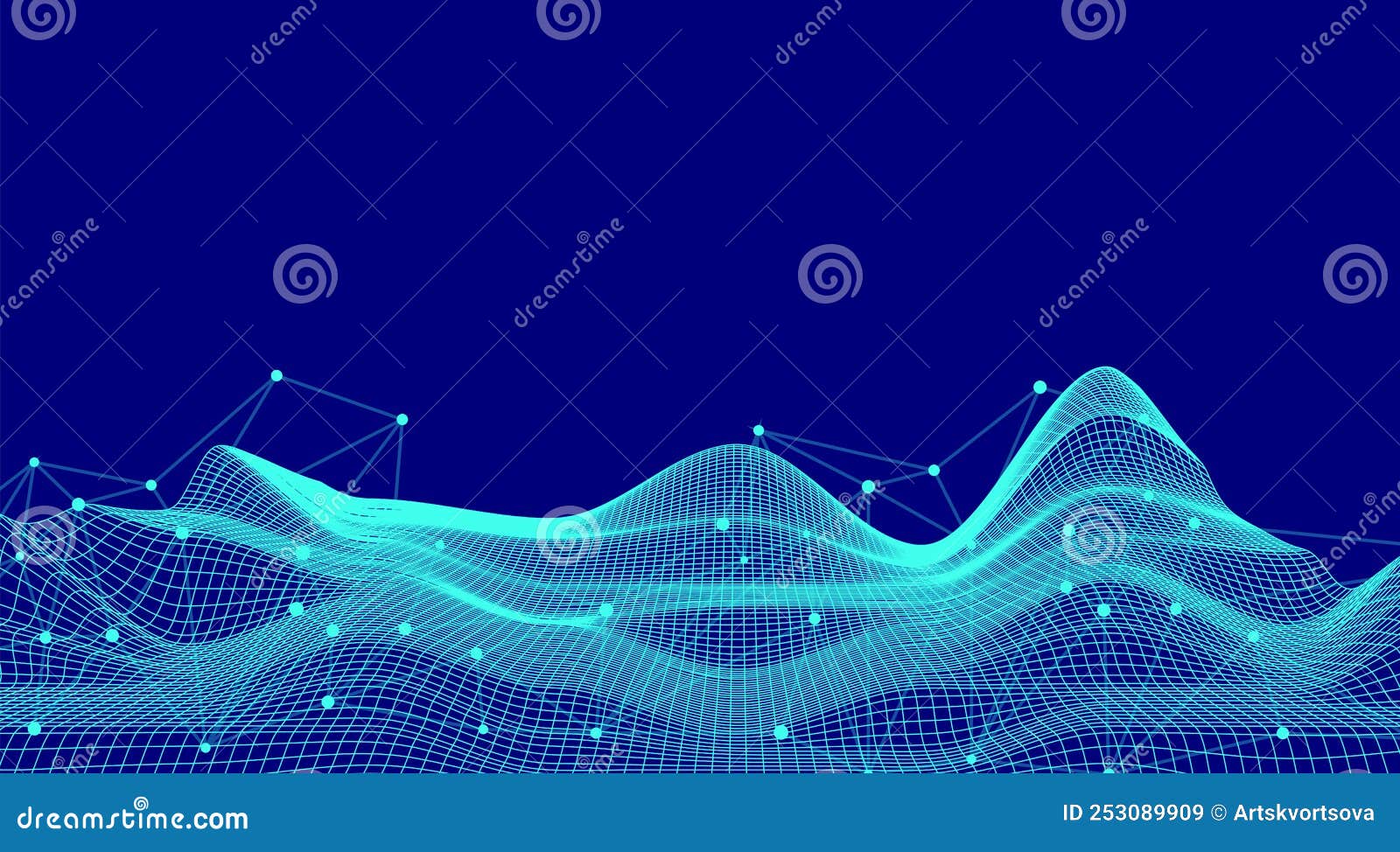 Wireframe Landscape Background. Futuristic Vector Illustration. Trendy ...