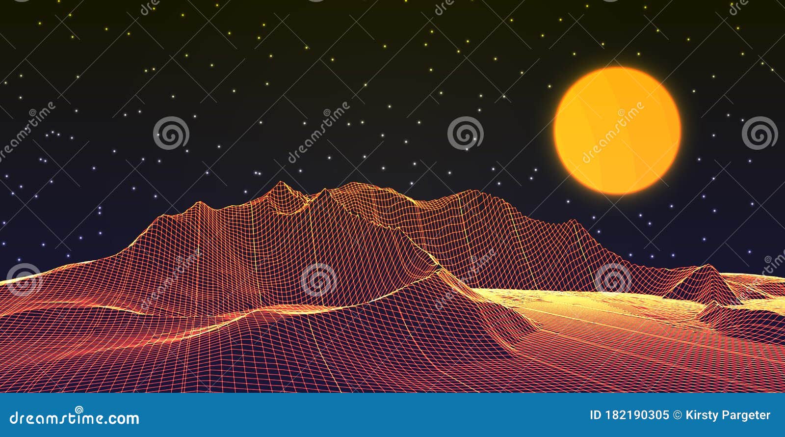 Wireframe Landscape Banner Design Stock Vector - Illustration of ...