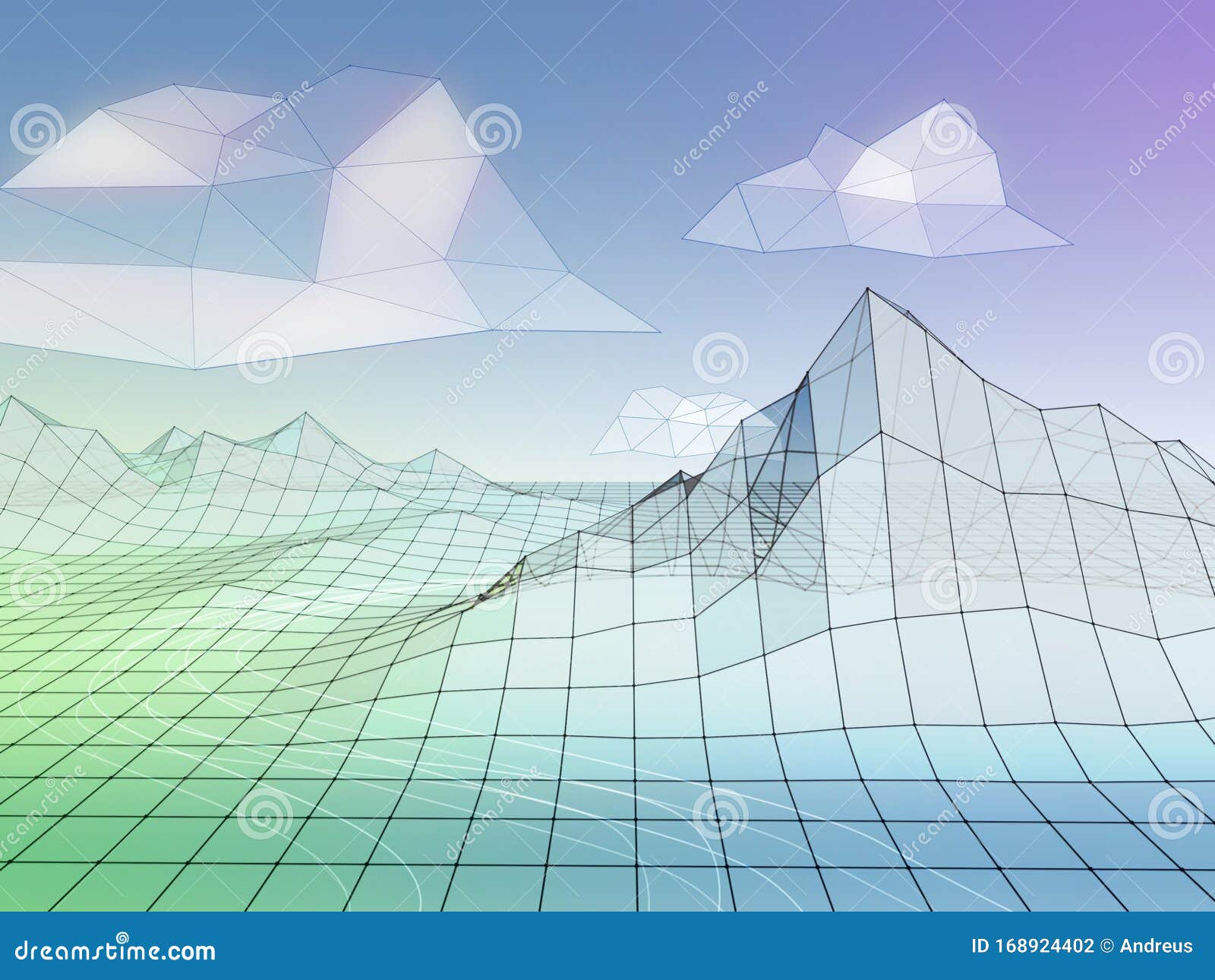 Wireframe Landscape with Pastel Colors Stock Illustration ...