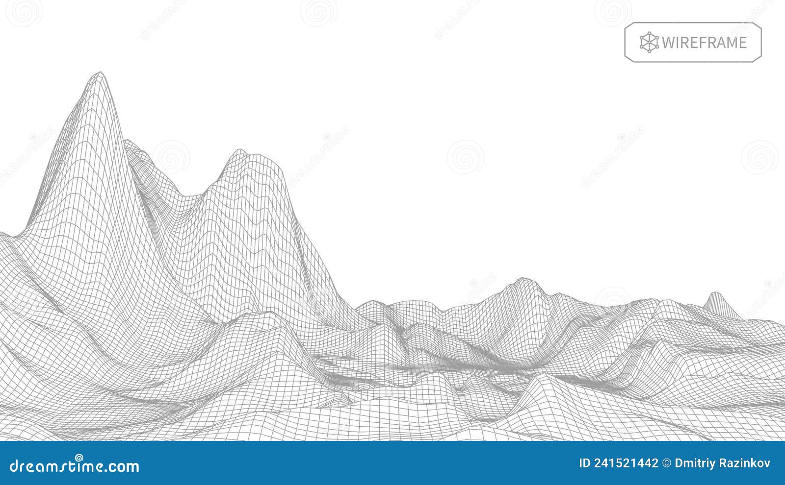 Wireframe Landscape on White Background. Abstract Geometric Vector ...