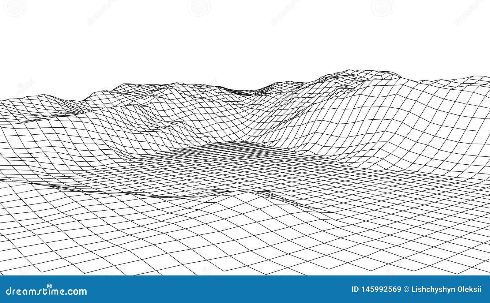 Wireframe Landscape Wire. Wireframe Terrain Polygon Landscape Design ...