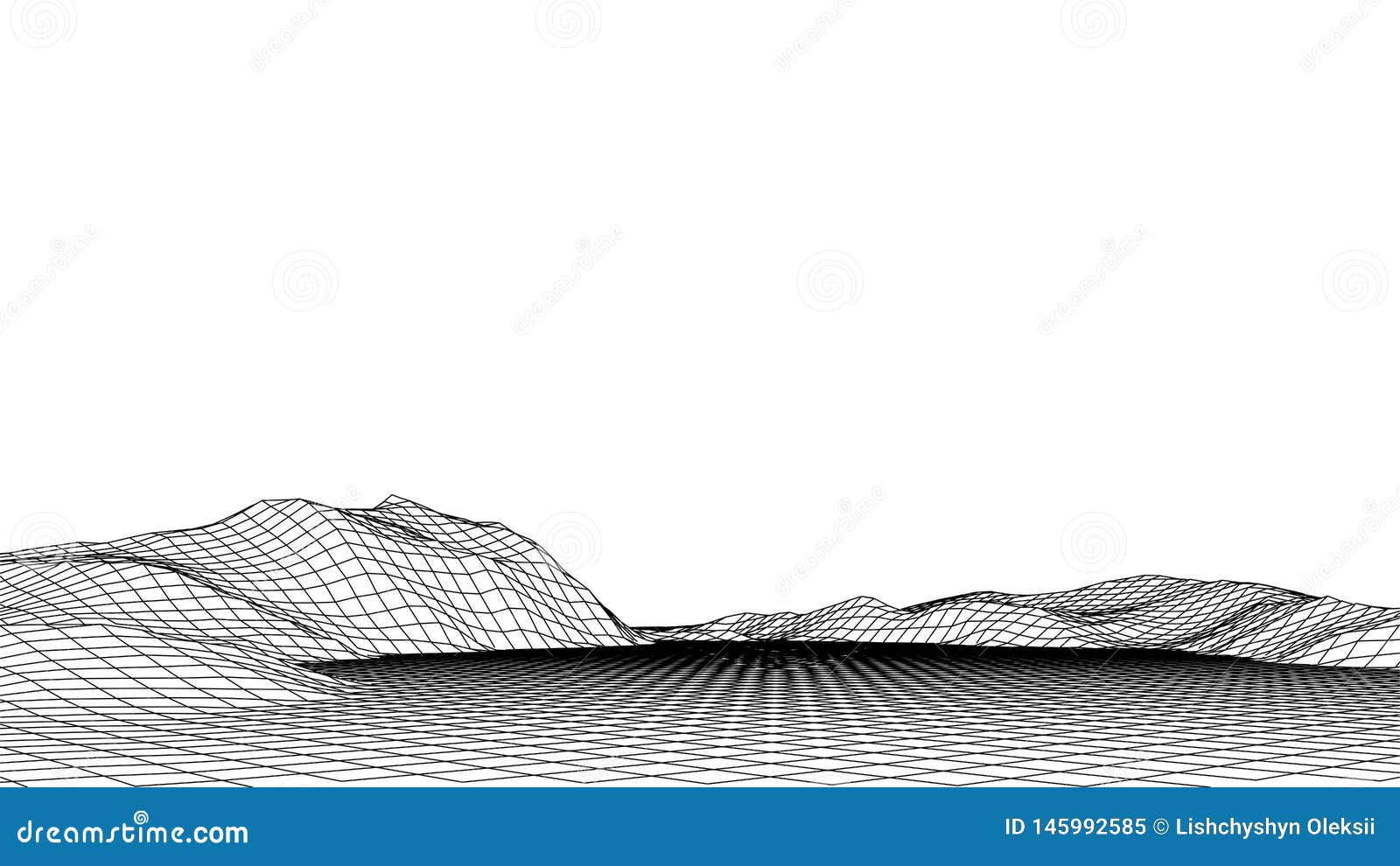 Wireframe Landscape Wire. Wireframe Terrain Polygon Landscape Design ...