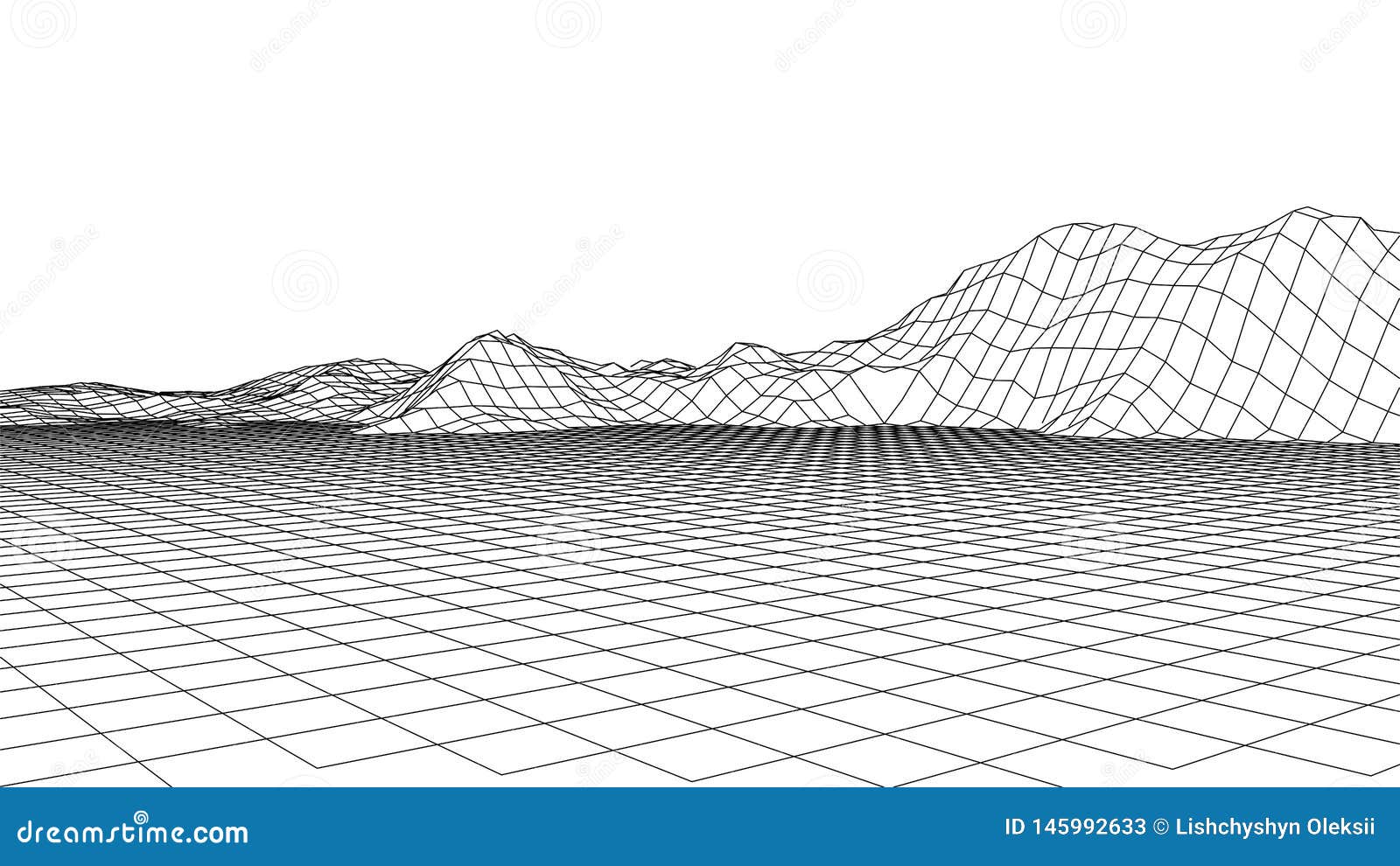 Wireframe Landscape Wire. Wireframe Terrain Polygon Landscape Design ...