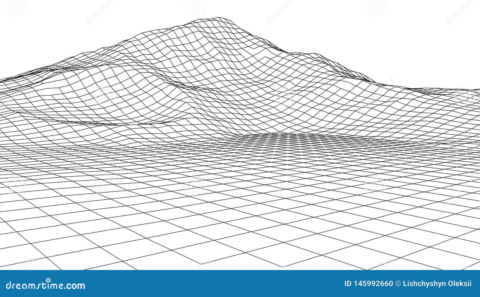 Wireframe Landscape Wire. Wireframe Terrain Polygon Landscape Design ...