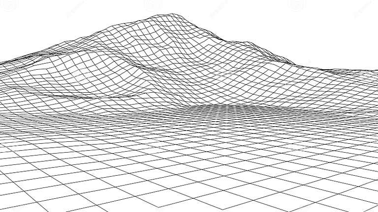 Wireframe Landscape Wire. Wireframe Terrain Polygon Landscape Design ...