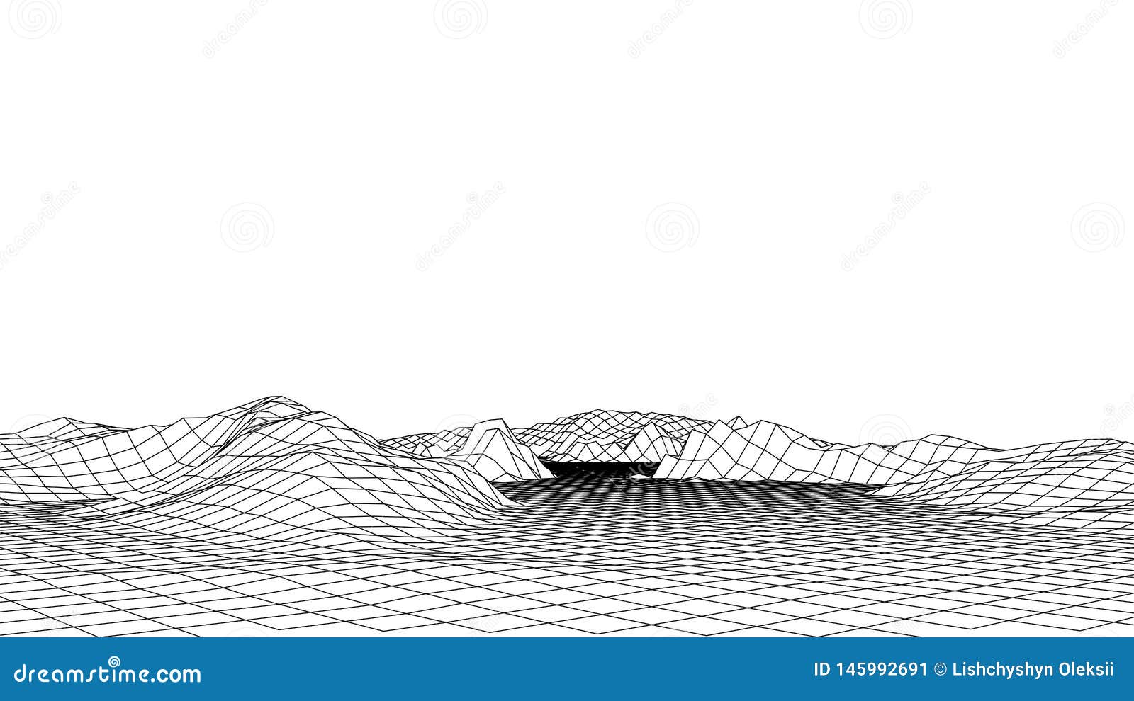 Wireframe Landscape Wire. Wireframe Terrain Polygon Landscape Design ...