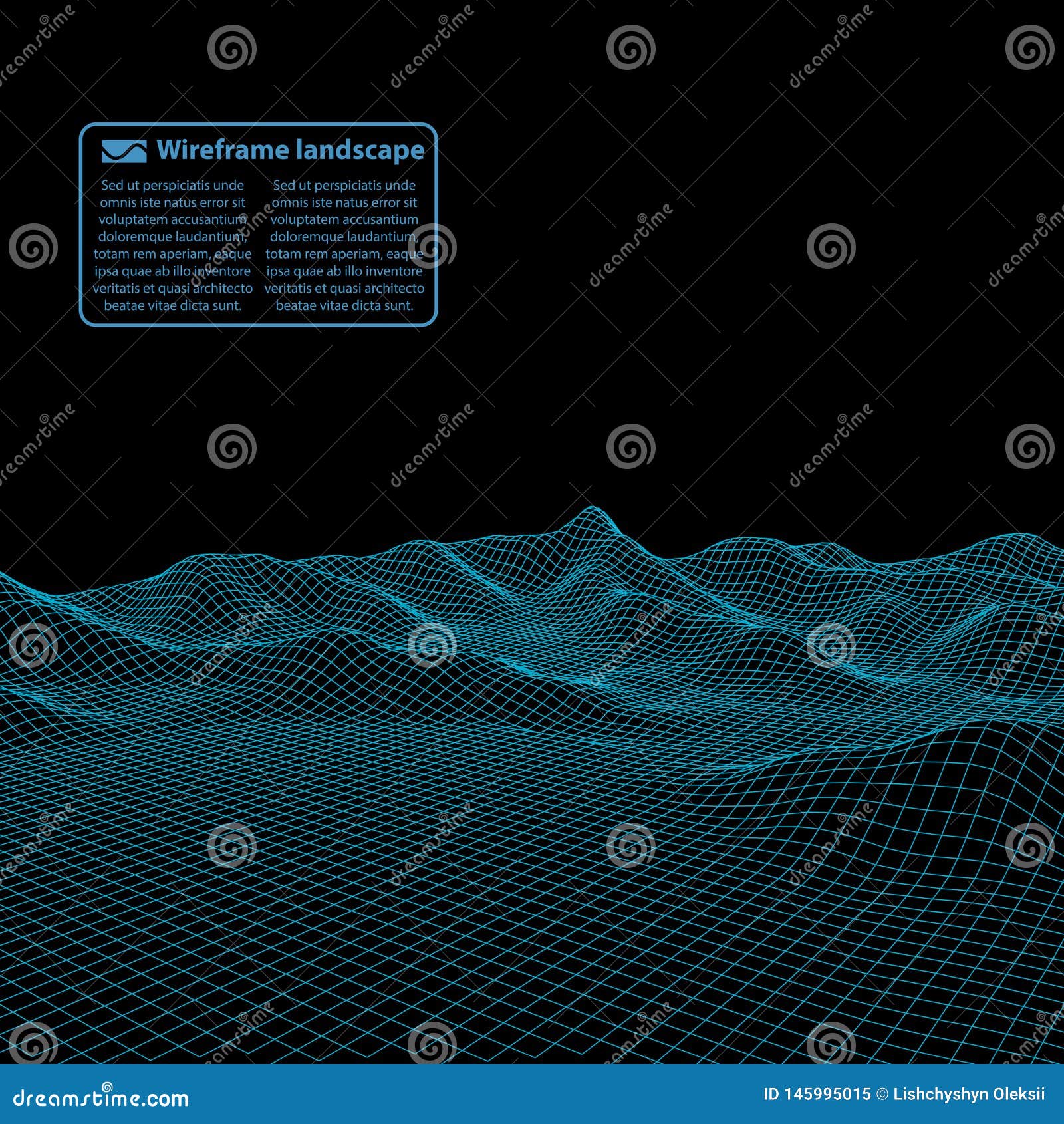 Wireframe Landscape Wire. Wireframe Terrain Polygon Landscape Design ...