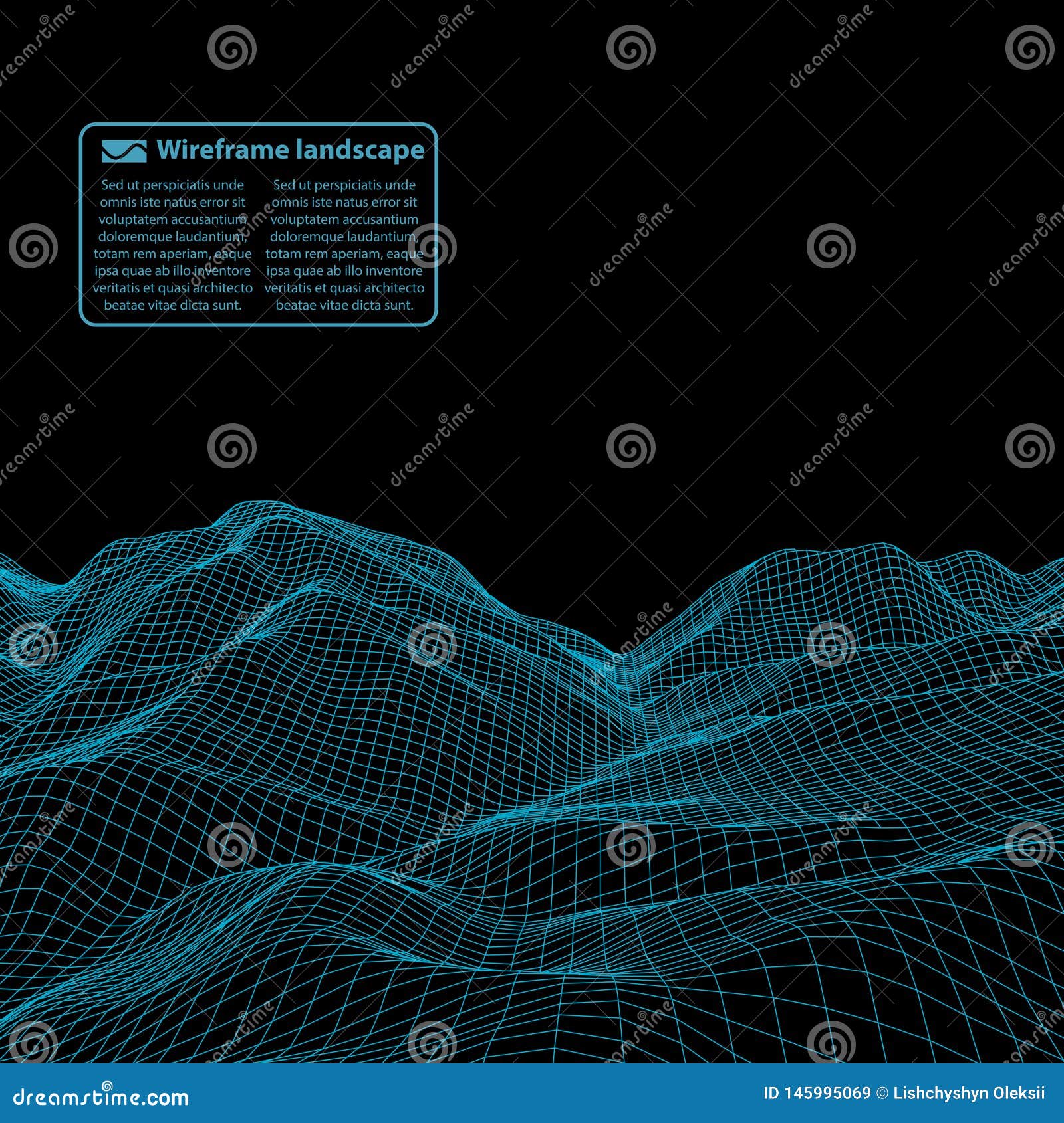 Wireframe Landscape Wire. Wireframe Terrain Polygon Landscape Design ...
