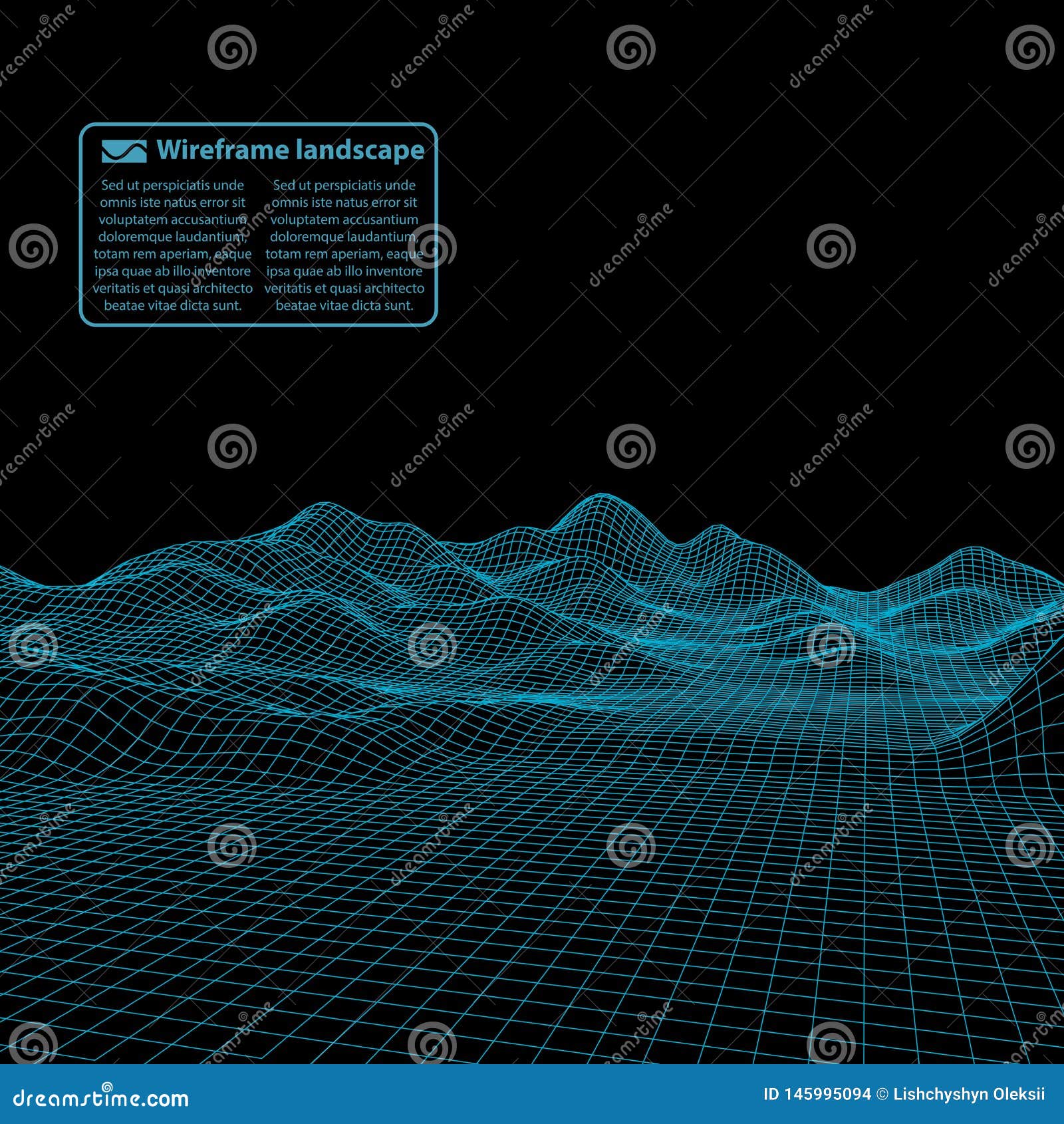 Wireframe Landscape Wire. Wireframe Terrain Polygon Landscape Design ...