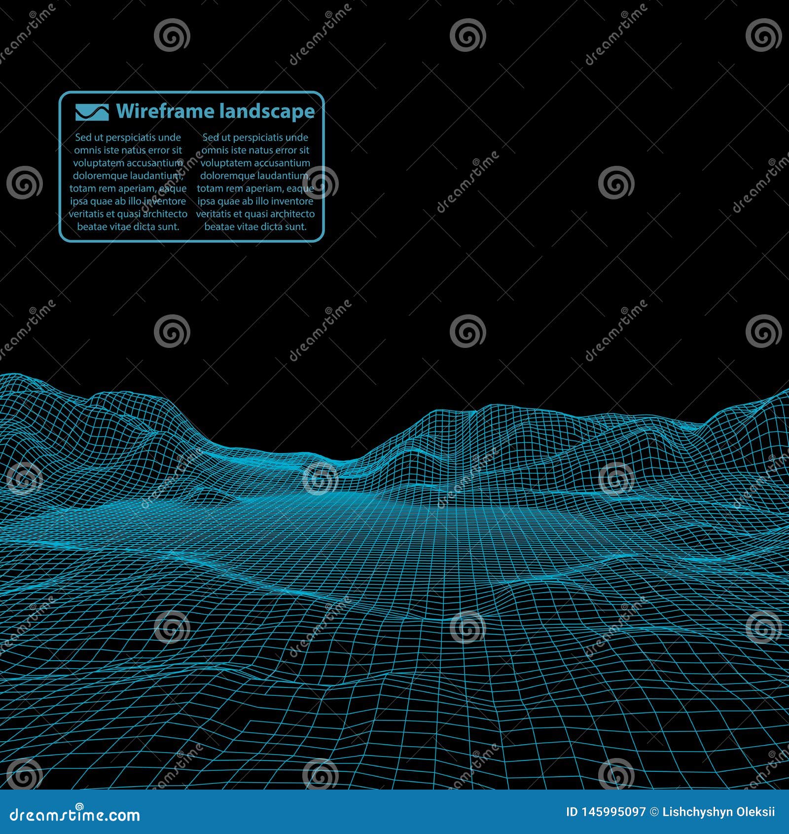 Wireframe Landscape Wire. Wireframe Terrain Polygon Landscape Design ...