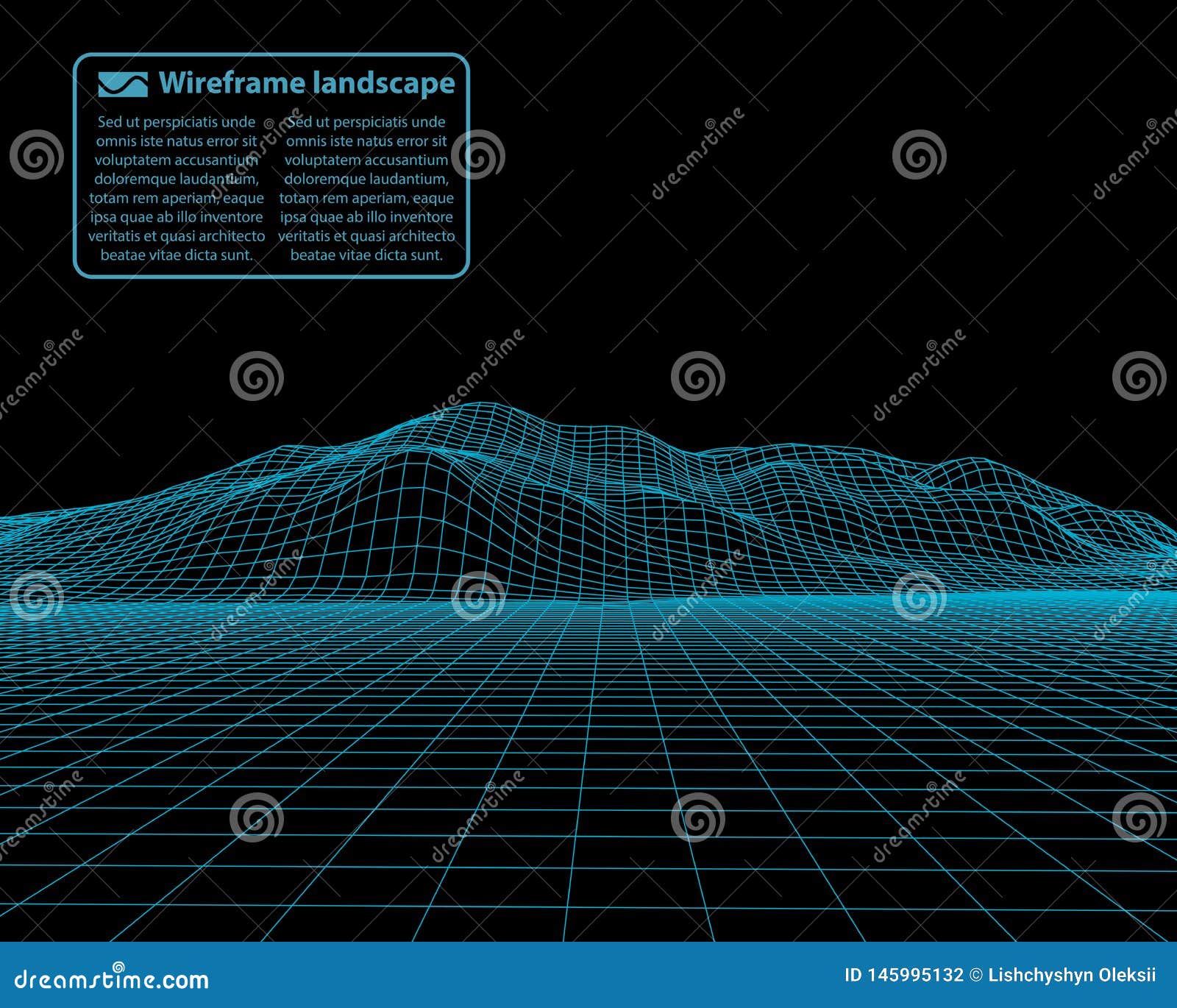 Wireframe Landscape Wire. Wireframe Terrain Polygon Landscape Design ...