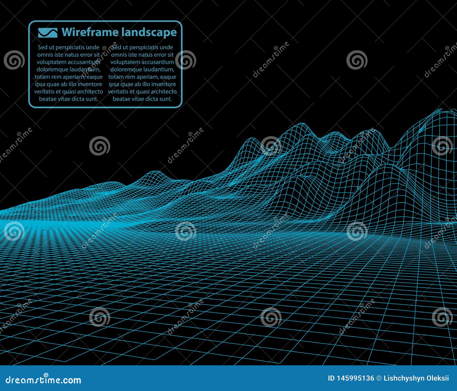 Wireframe Landscape Wire. Wireframe Terrain Polygon Landscape Design ...
