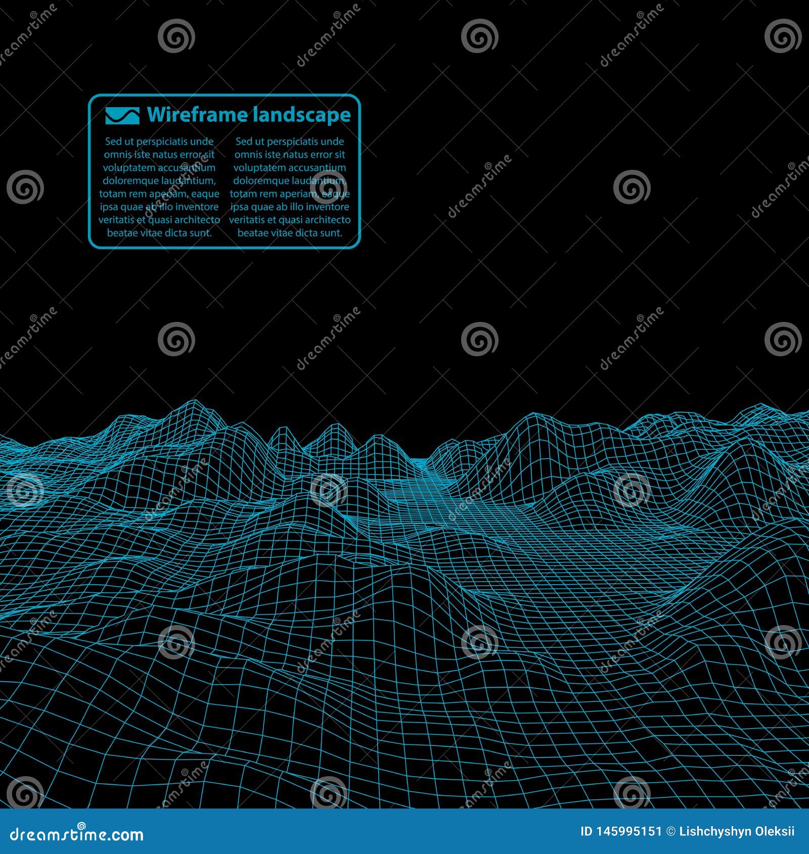 Wireframe Landscape Wire. Wireframe Terrain Polygon Landscape Design ...