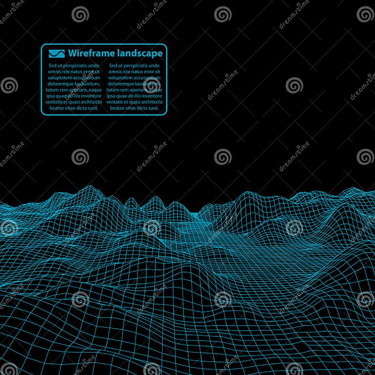 Wireframe Landscape Wire. Wireframe Terrain Polygon Landscape Design ...