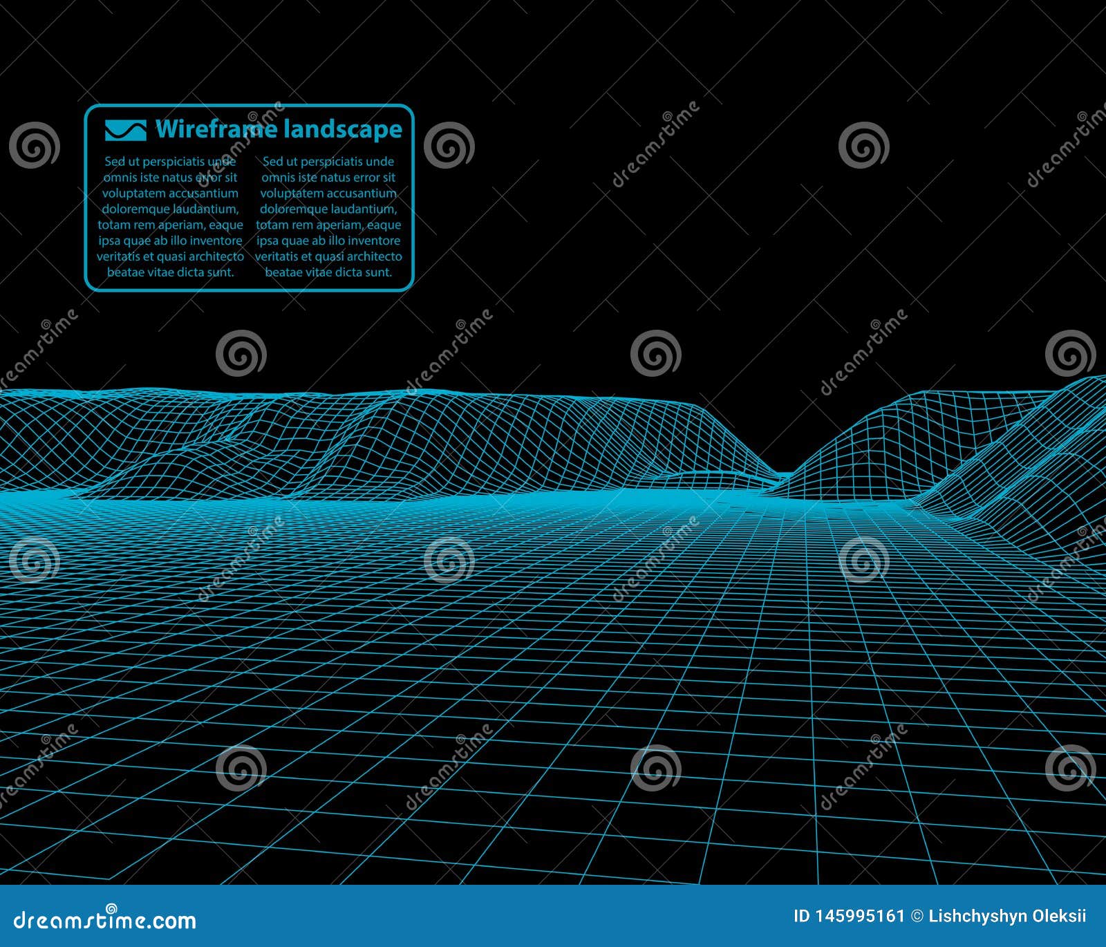 Wireframe Landscape Wire. Wireframe Terrain Polygon Landscape Design ...
