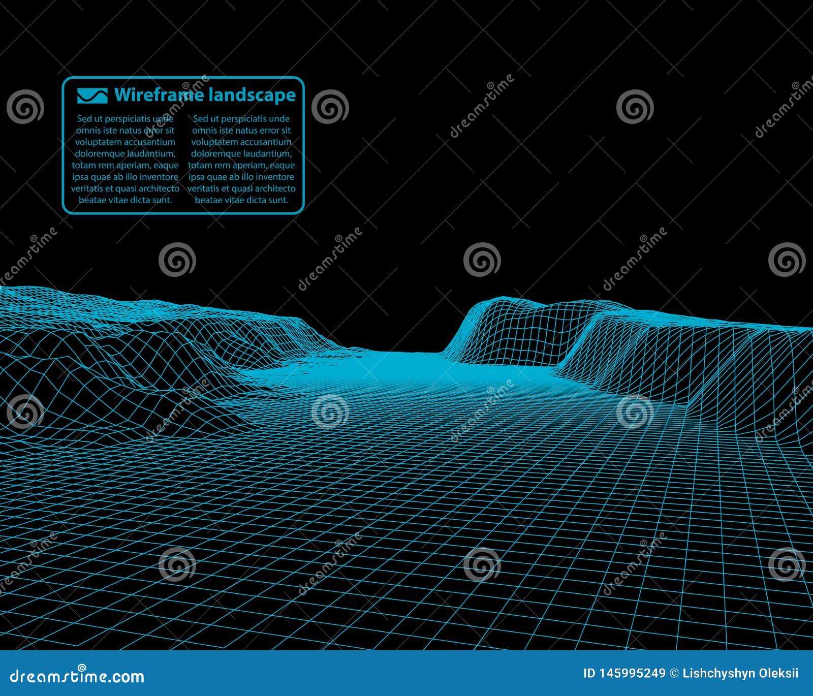 Wireframe Landscape Wire. Wireframe Terrain Polygon Landscape Design ...