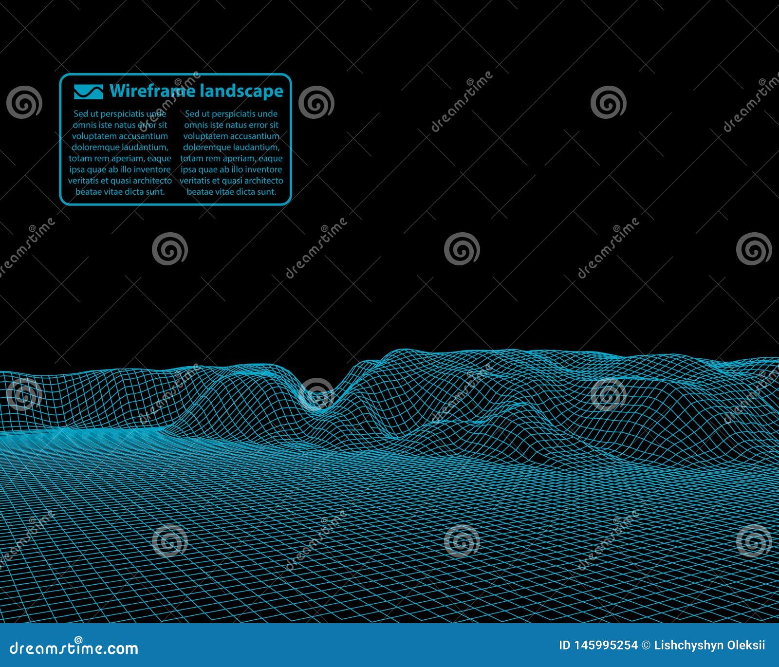 Wireframe Landscape Wire. Wireframe Terrain Polygon Landscape Design ...