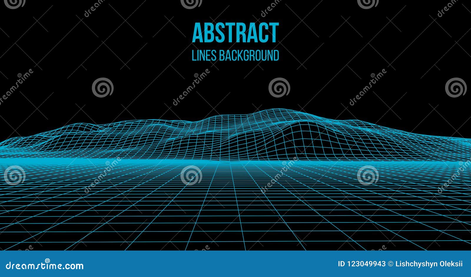 Wireframe Landscape Wire. Wireframe Terrain Polygon Landscape Design ...