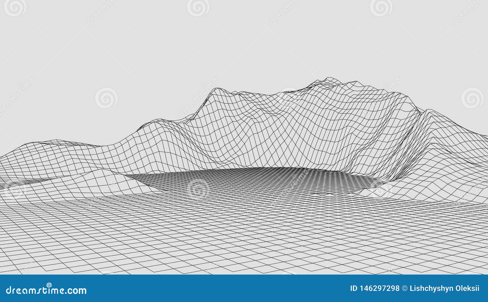 Wireframe Landscape Wire. Wireframe Terrain Polygon Landscape Design ...