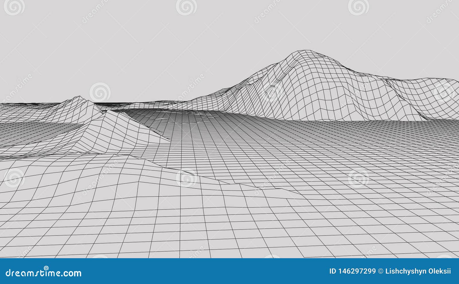 Wireframe Landscape Wire. Wireframe Terrain Polygon Landscape Design ...