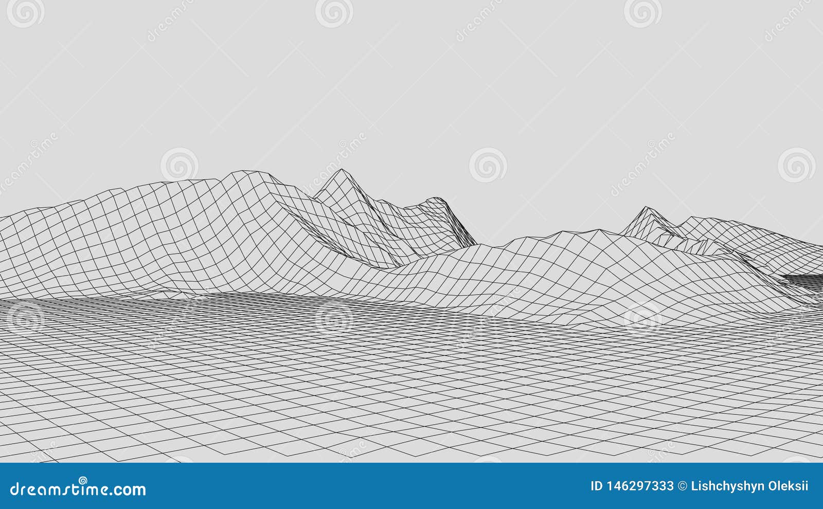 Wireframe Landscape Wire. Wireframe Terrain Polygon Landscape Design ...