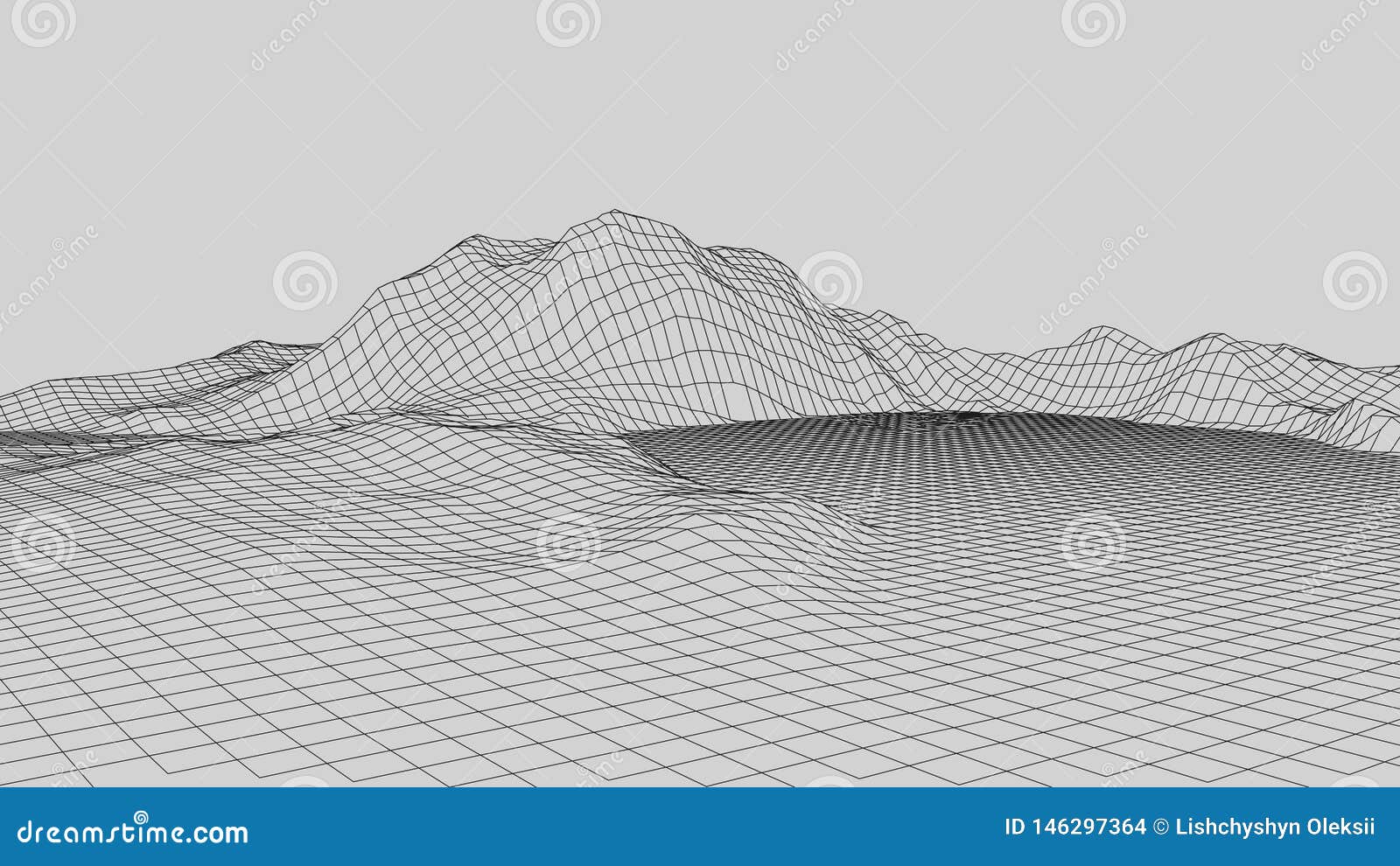 Wireframe Landscape Wire. Wireframe Terrain Polygon Landscape Design ...