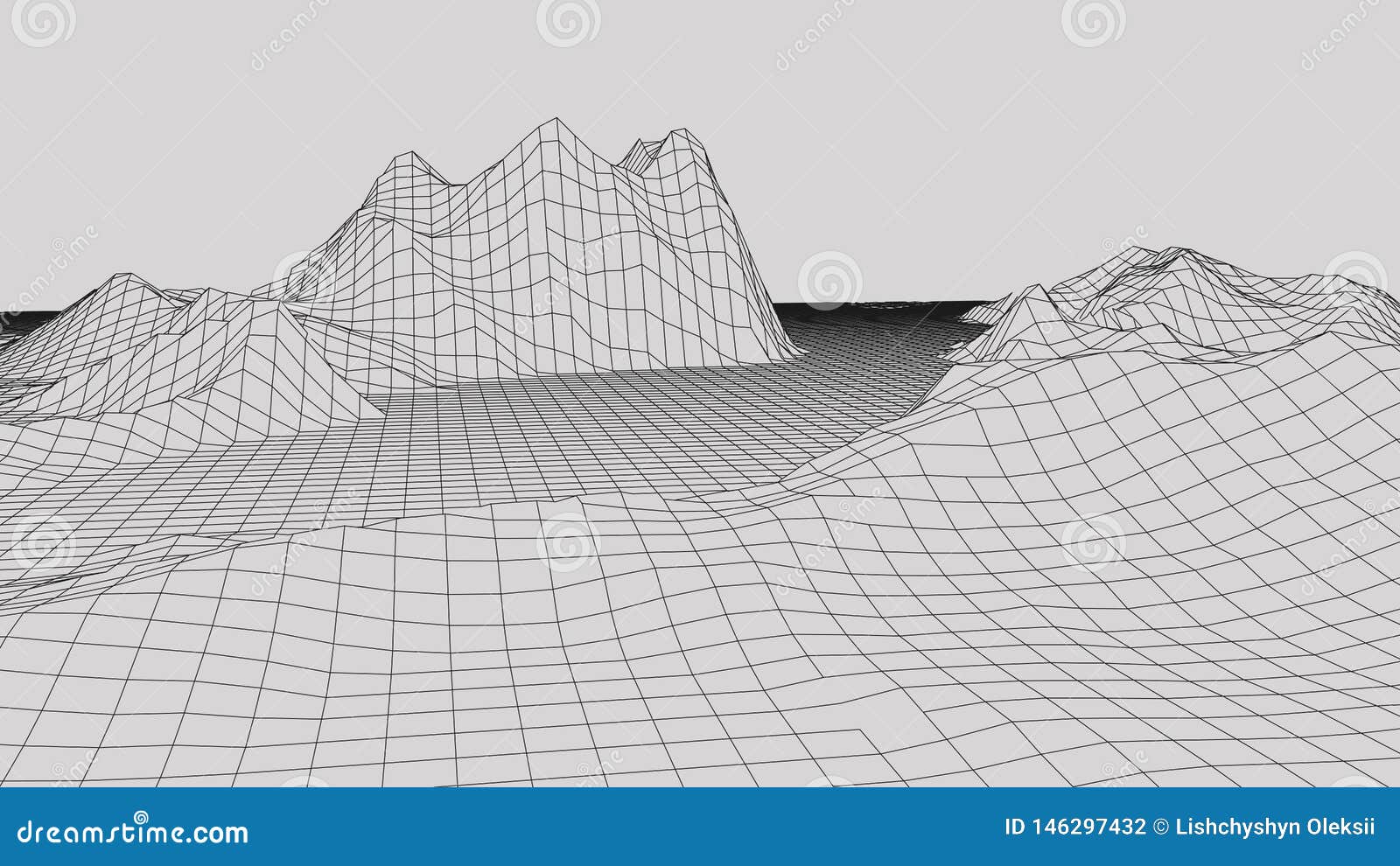 Wireframe Landscape Wire. Wireframe Terrain Polygon Landscape Design ...
