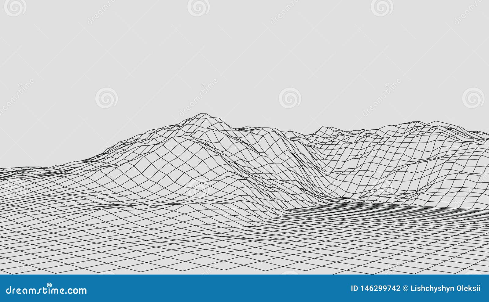 Wireframe Landscape Wire. Wireframe Terrain Lines Landscape Design. 3d ...