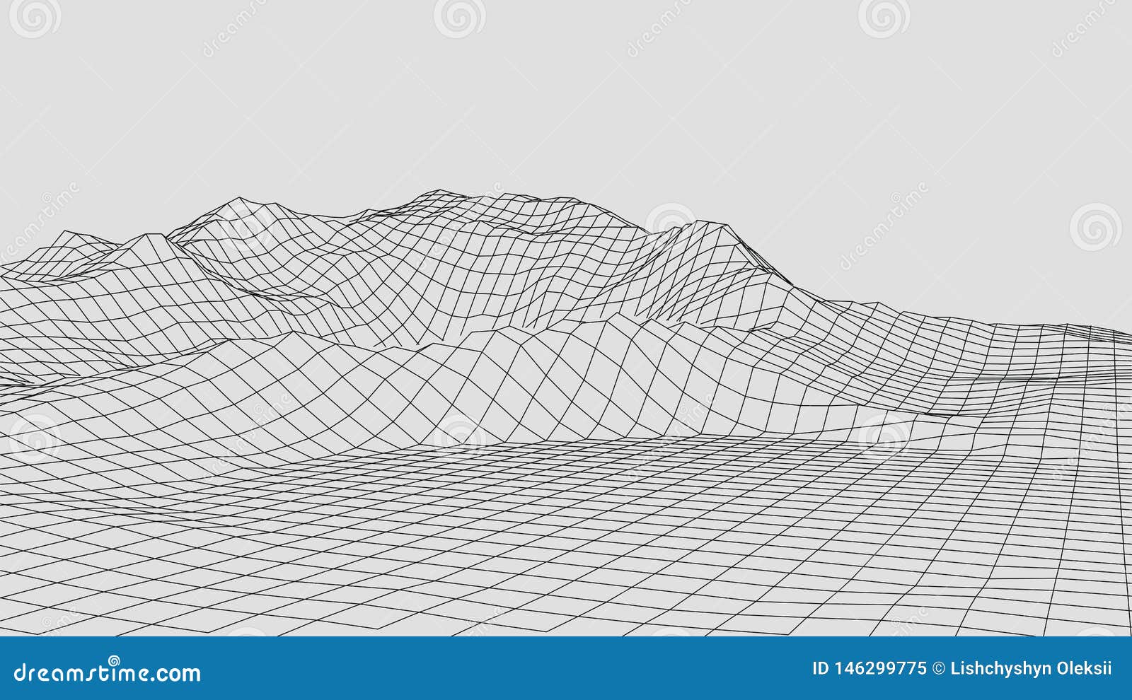 Wireframe Landscape Wire. Wireframe Terrain Lines Landscape Design. 3d ...