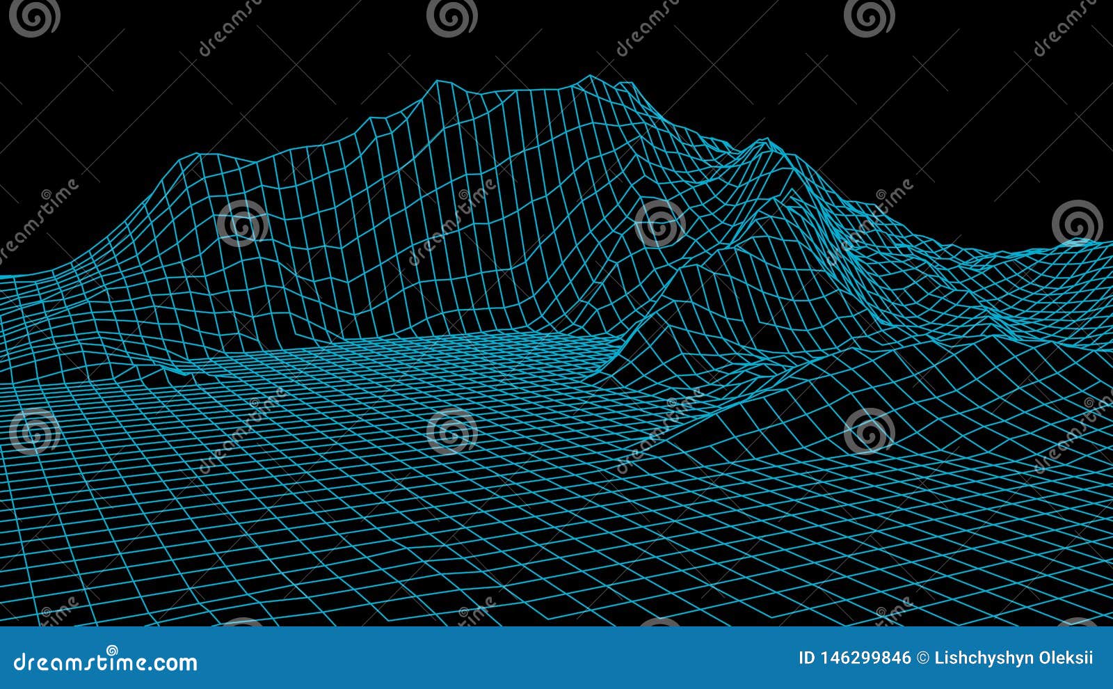Wireframe Landscape Wire. Wireframe Terrain Lines Landscape Design. 3d ...