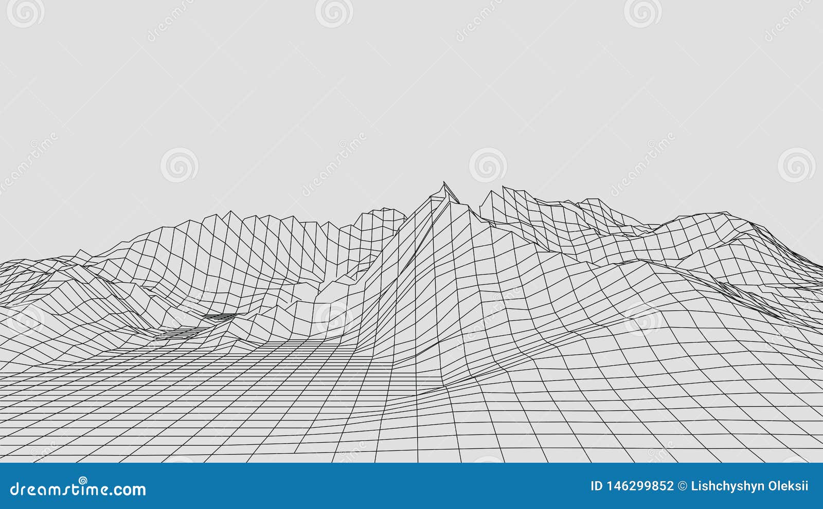 Wireframe Landscape Wire. Wireframe Terrain Lines Landscape Design. 3d ...
