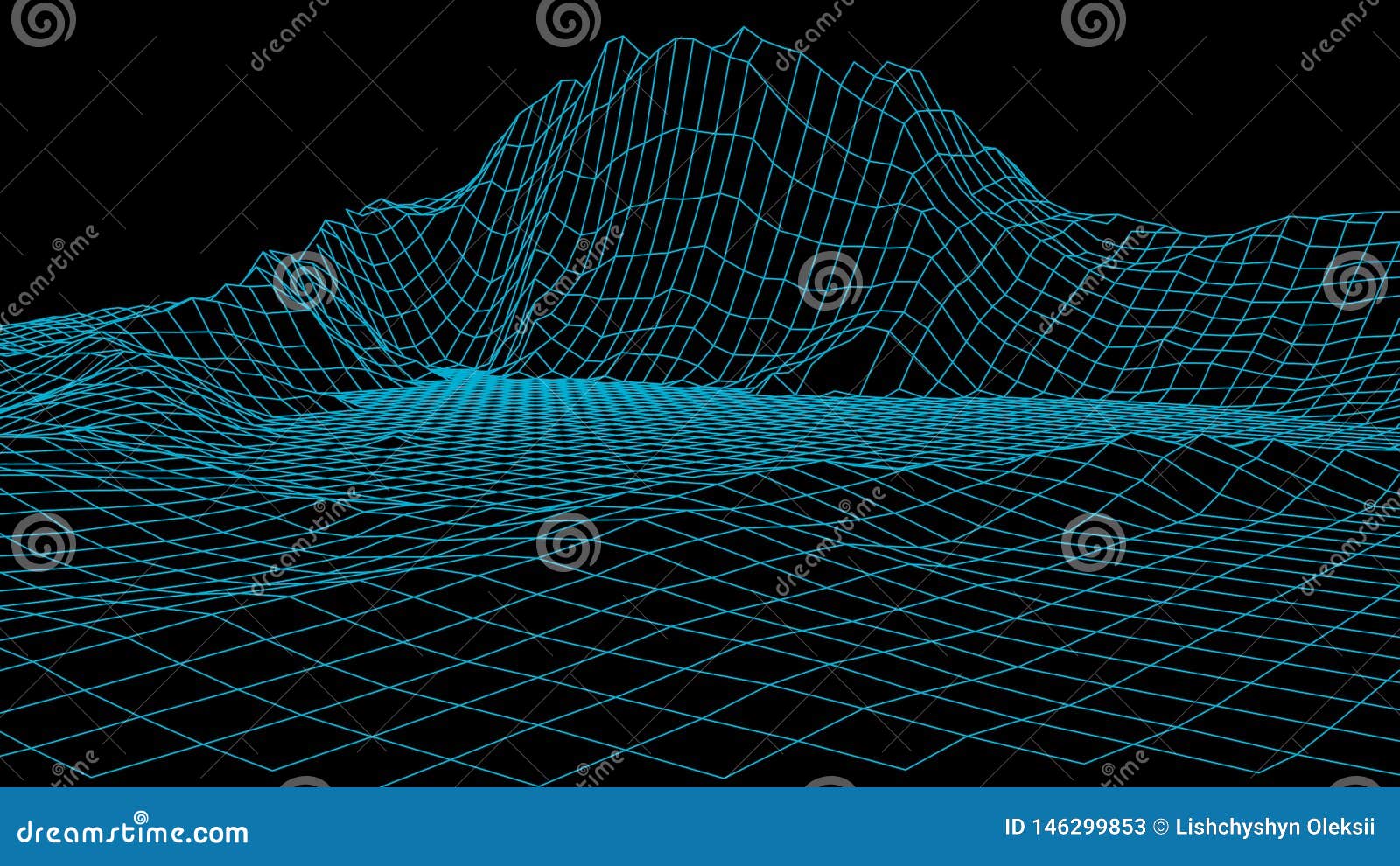 Wireframe Landscape Wire. Wireframe Terrain Lines Landscape Design. 3d ...