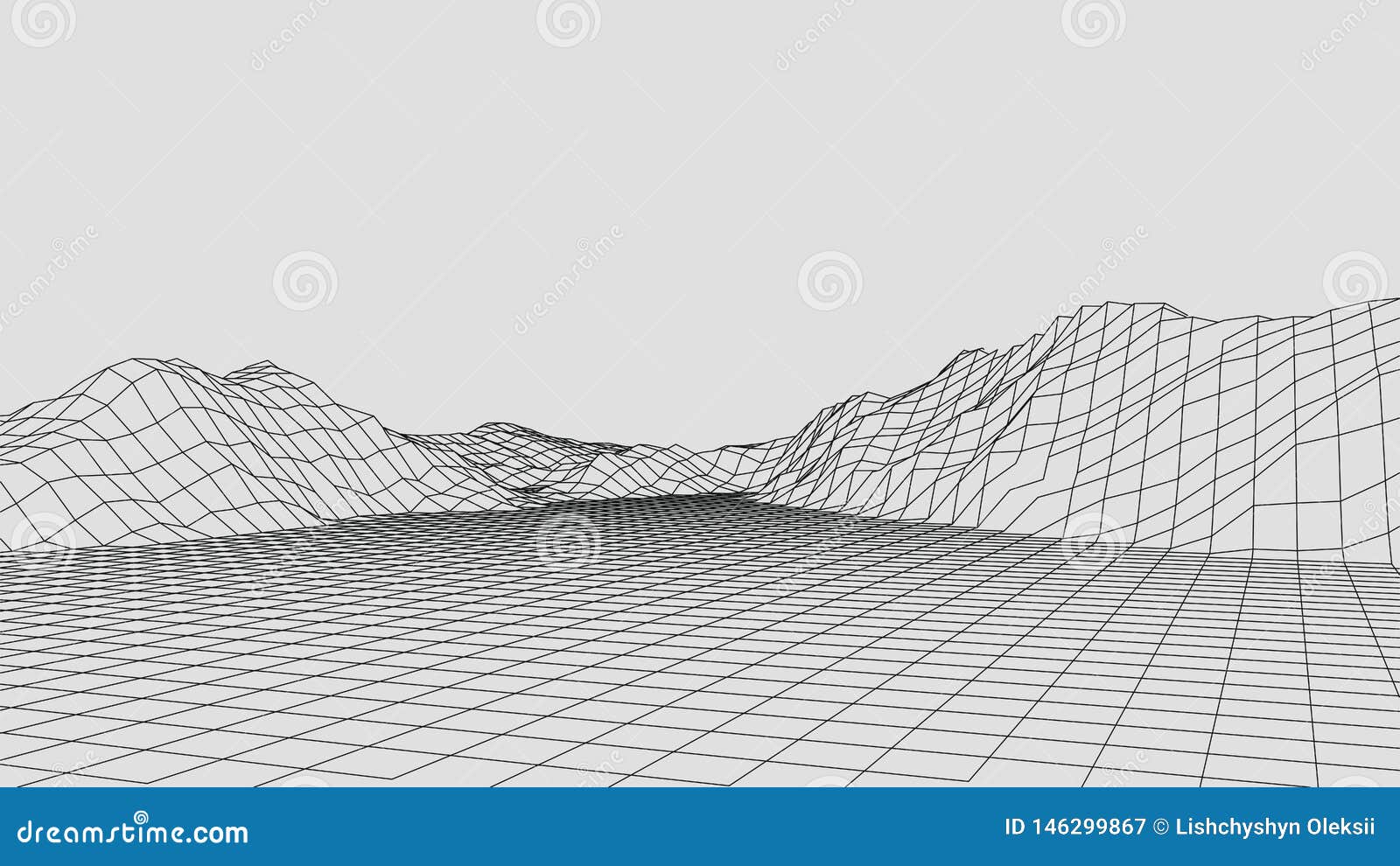 Wireframe Landscape Wire. Wireframe Terrain Lines Landscape Design. 3d ...