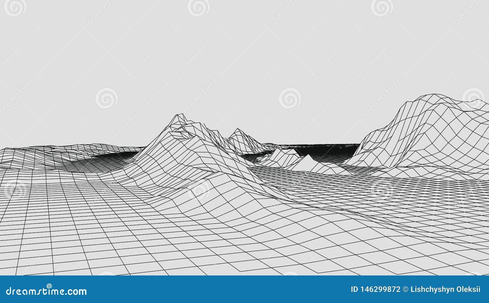 Wireframe Landscape Wire. Wireframe Terrain Lines Landscape Design. 3d ...