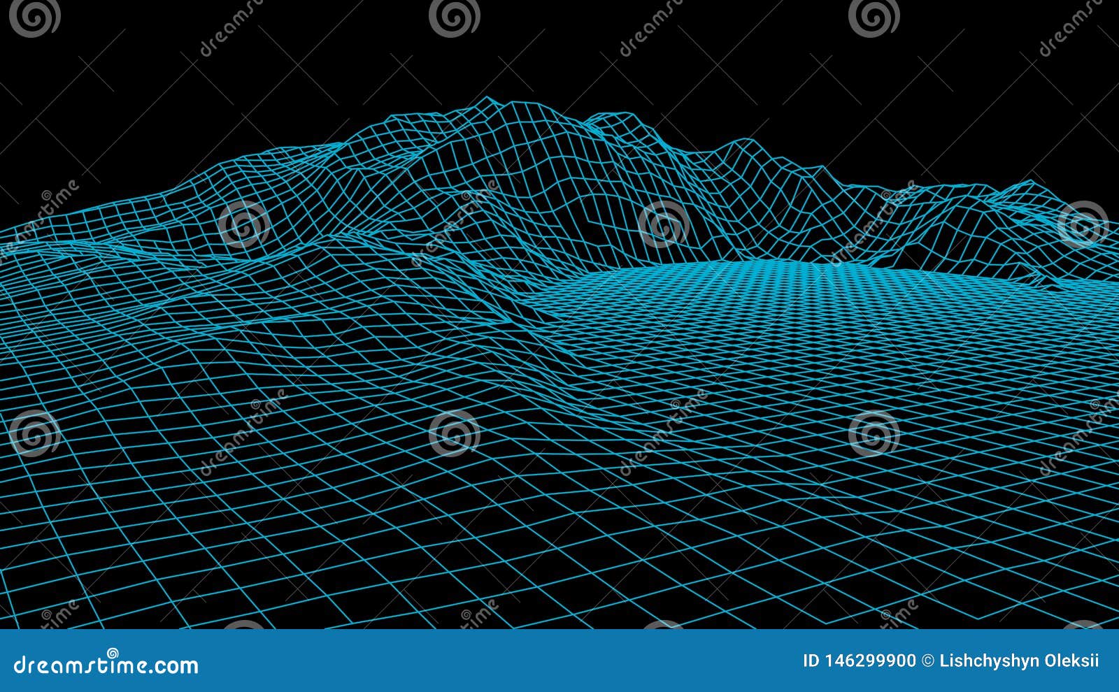 Wireframe Landscape Wire. Wireframe Terrain Lines Landscape Design. 3d ...