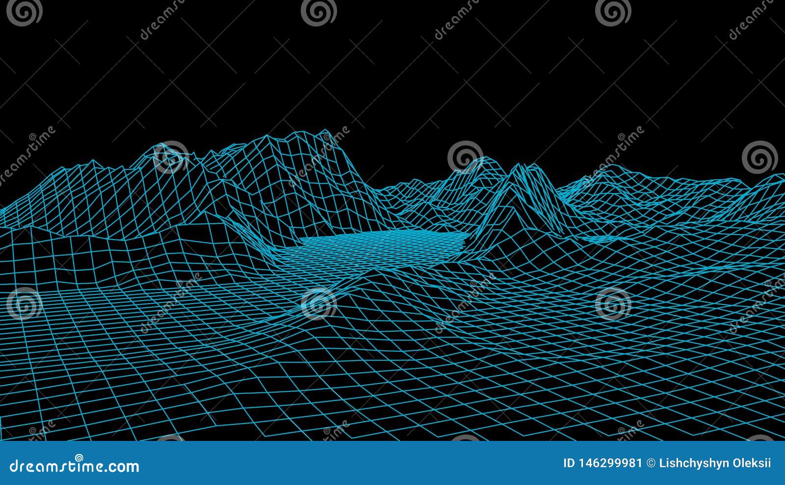 Wireframe Landscape Wire. Wireframe Terrain Lines Landscape Design. 3d ...